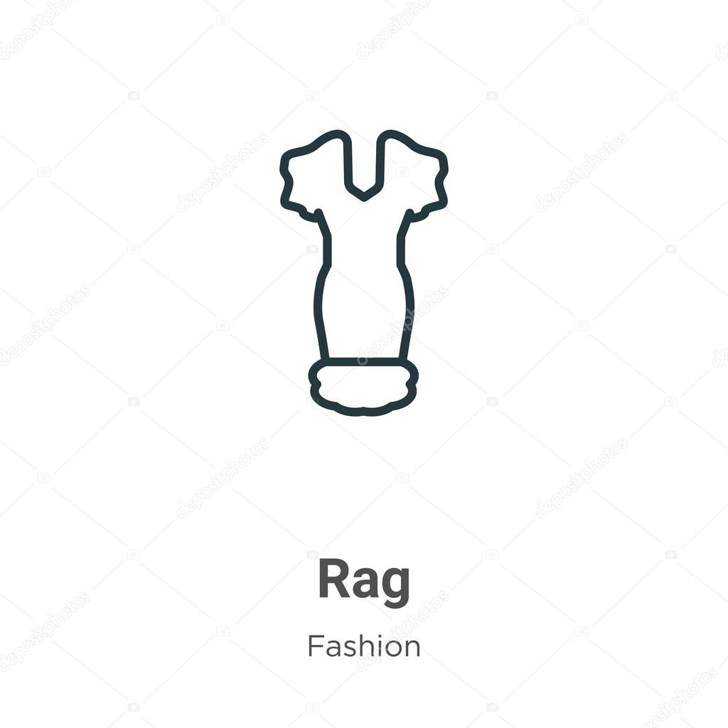 Muestra el icono vectorial. icono de la rag negra de la línea de Thin ...