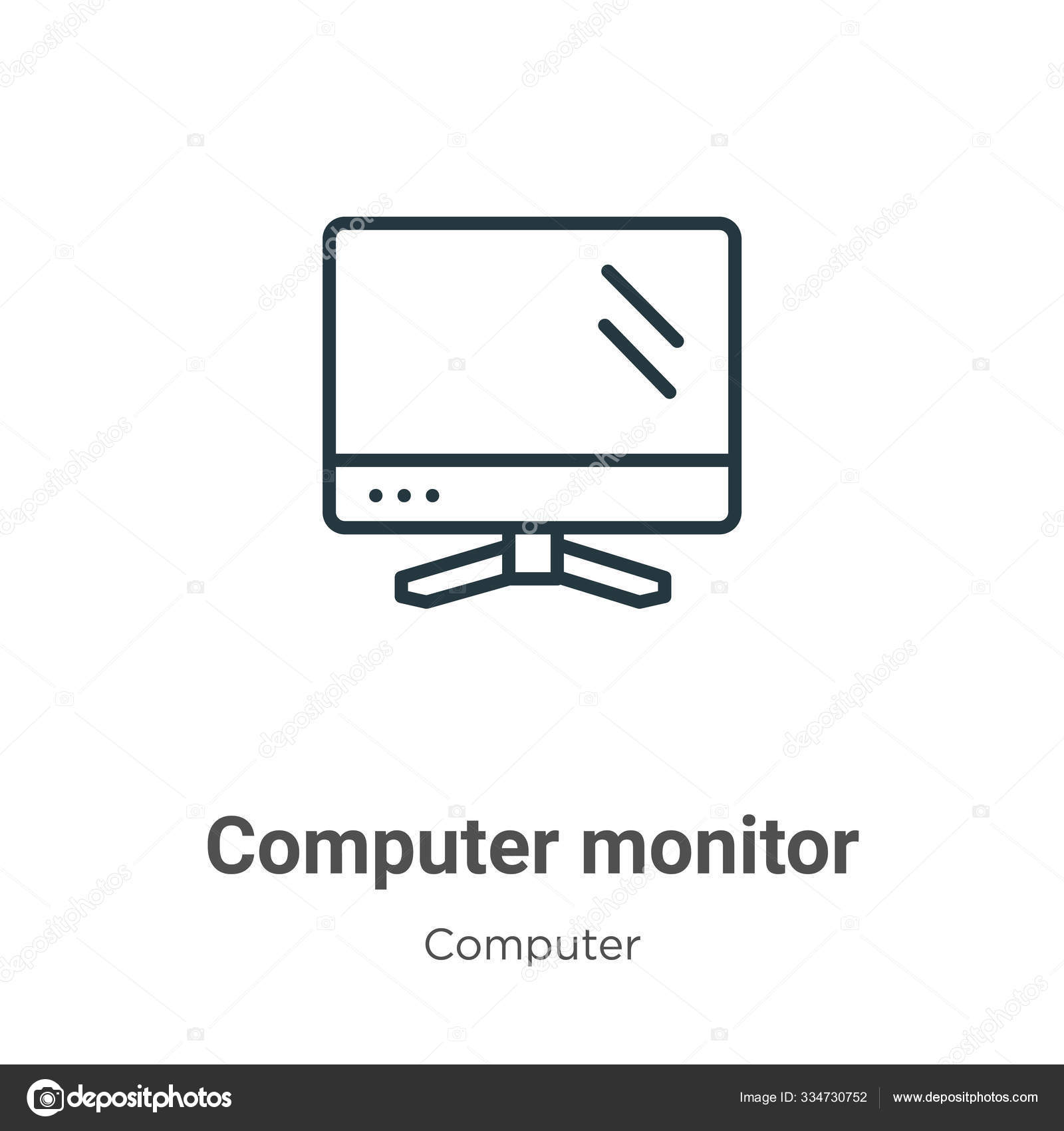 Computer monitor outline vector icon. Thin line black computer monitor ... Computer monitor outline vector icon. Thin line black computer monitor ...