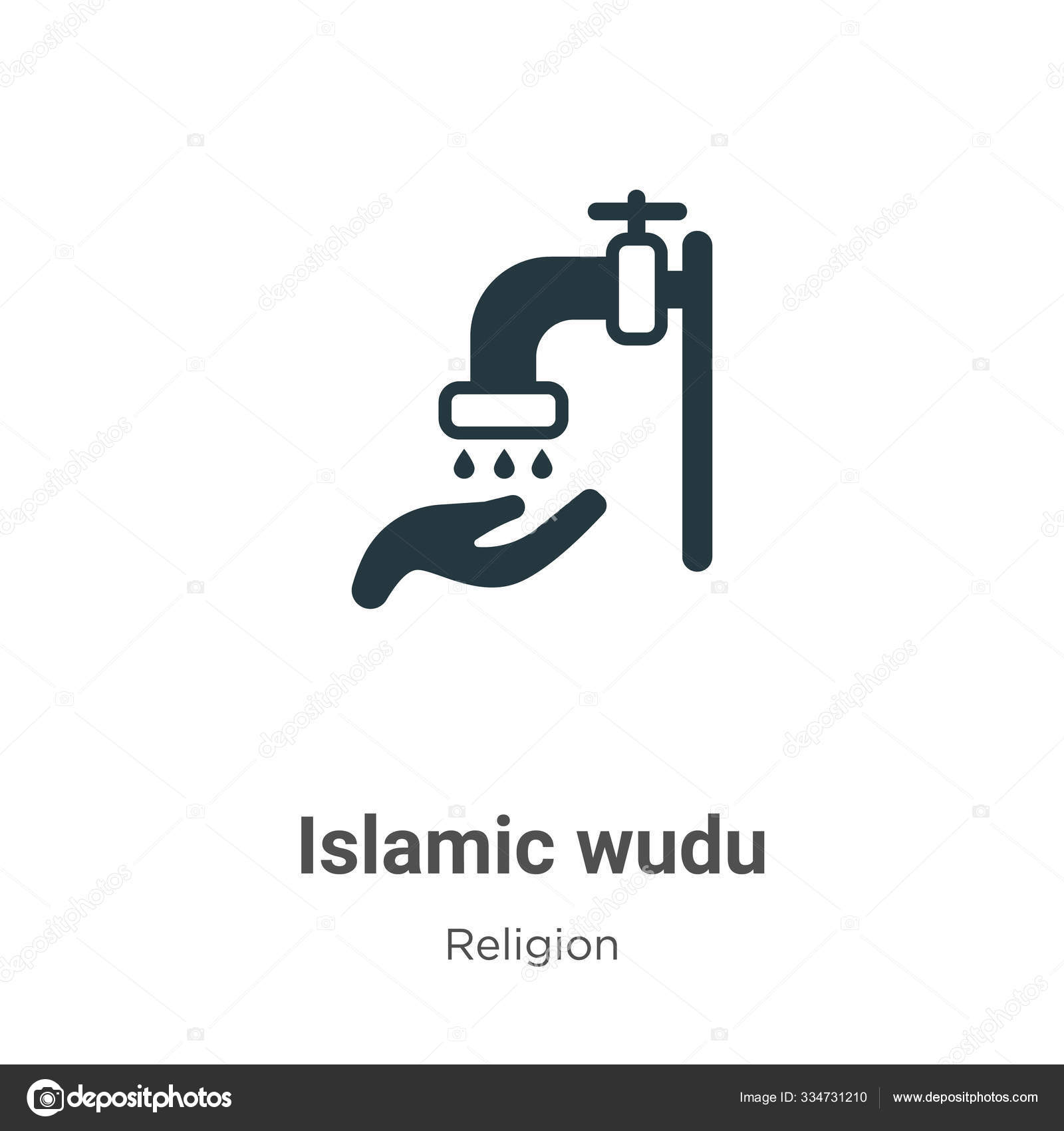 Islamic Wudu Glyph Icon Vector White Background Flat Vector Islamic ...