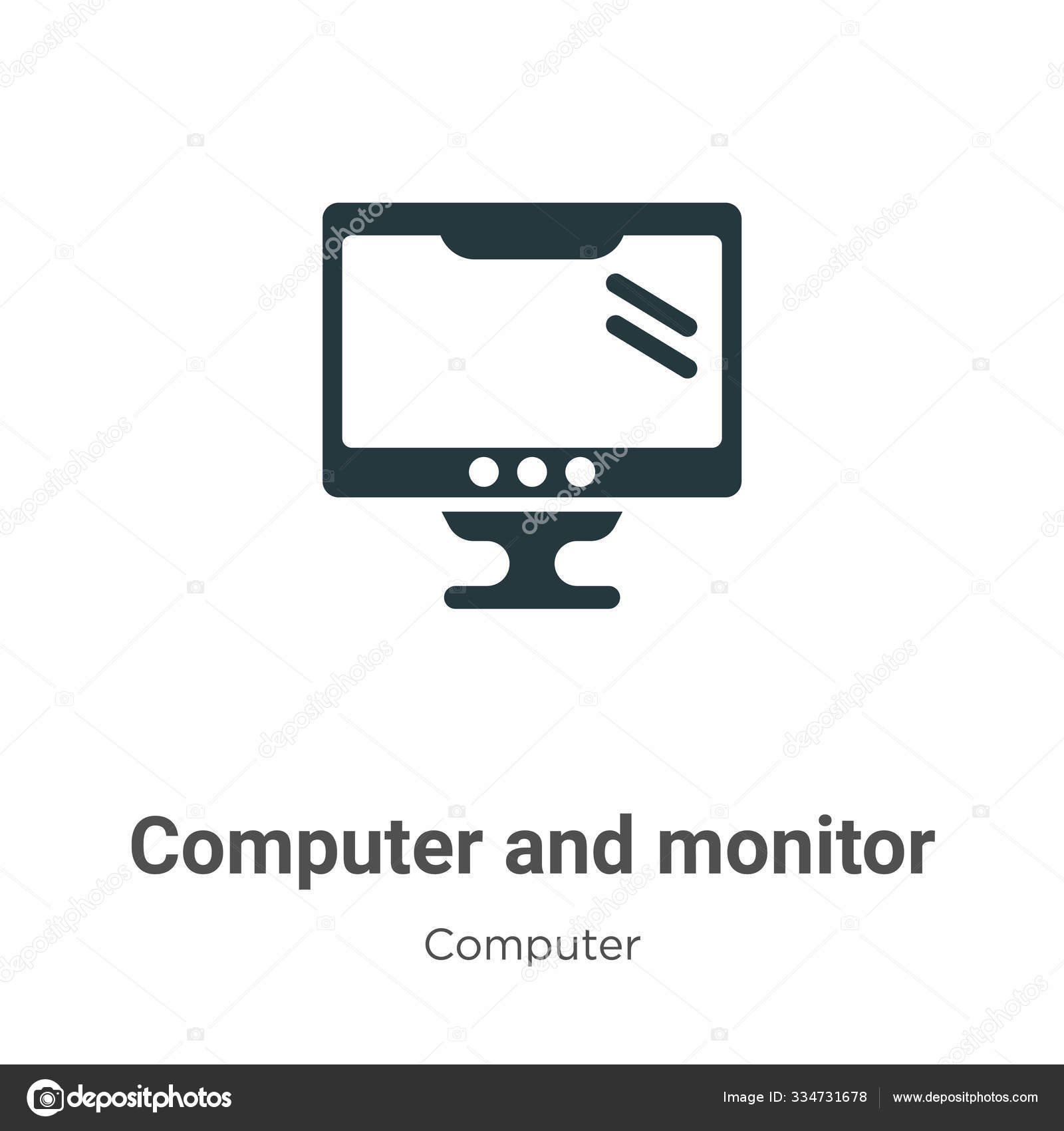 Computer Monitor Vector Icon White Background Flat Vector Computer ...