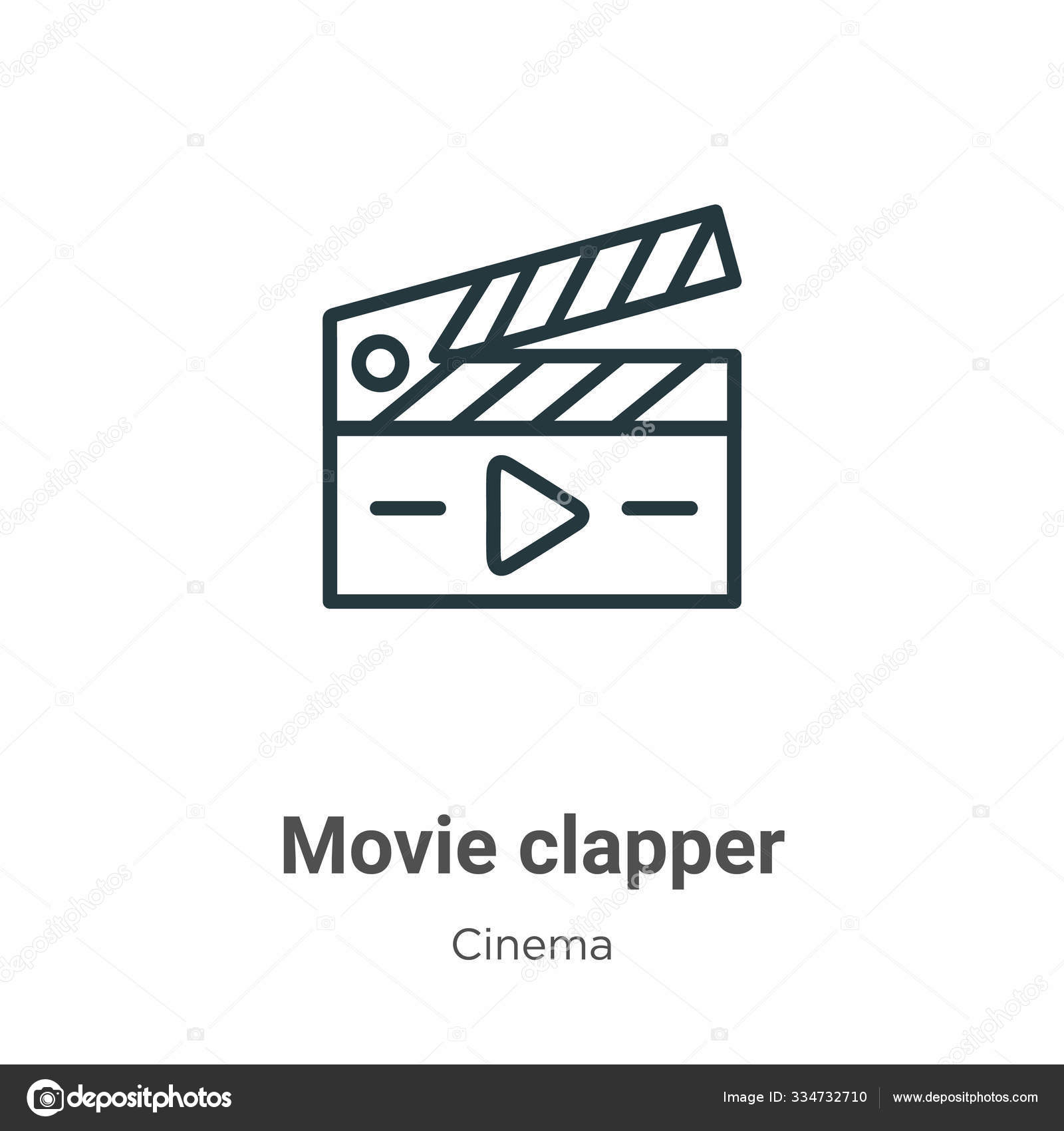 Movie Clapper Outline Vector Icon Thin Line Black Movie Clapper Stock ...