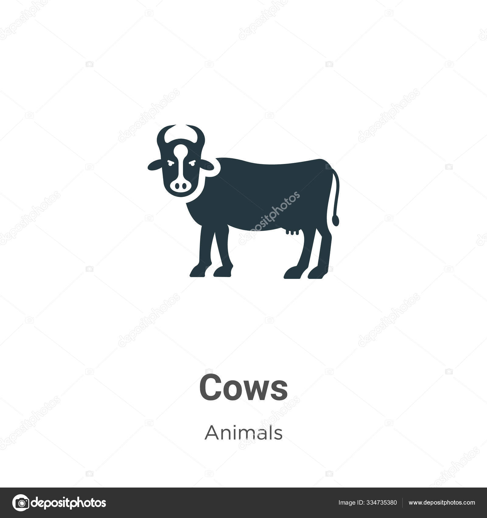 Cows Vector Icon White Background Flat Vector Cows Icon Symbol Stock ...