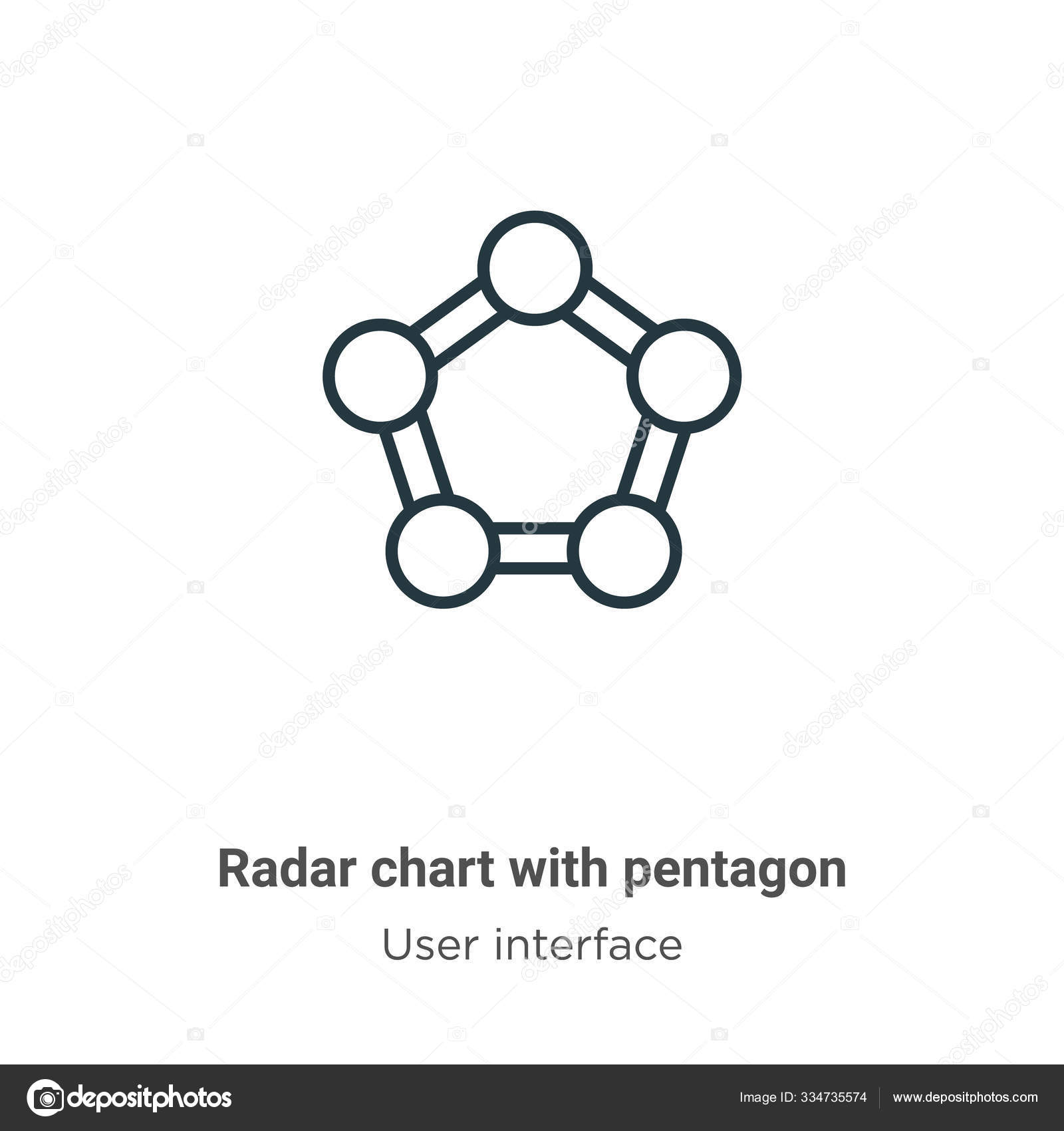 Radar Chart Pentagon Outline Vector Icon Thin Line Black Radar Stock ...