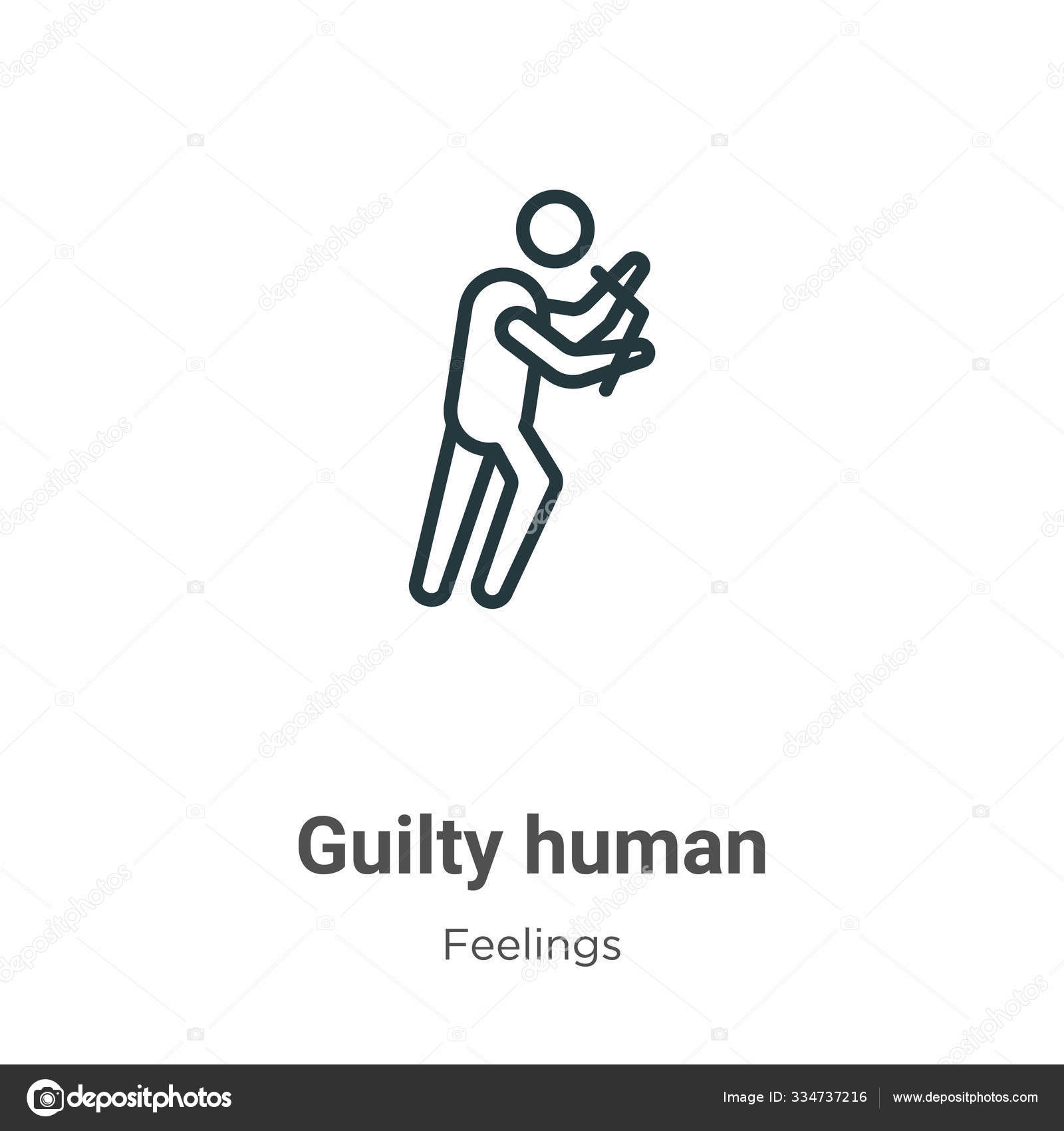 Guilty Human Outline Vector Icon Thin Line Black Guilty Human Stock ...