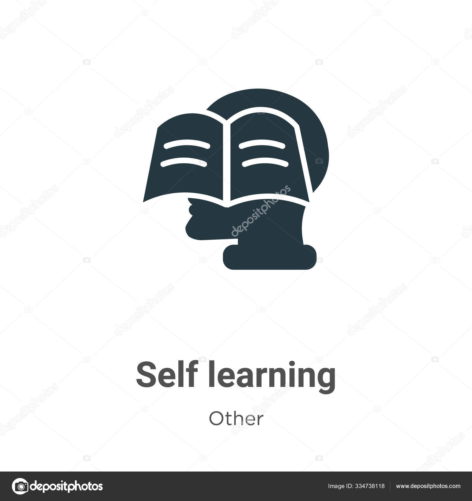 Self Learning Glyph Icon Vector White Background Flat Vector Self Stock ...
