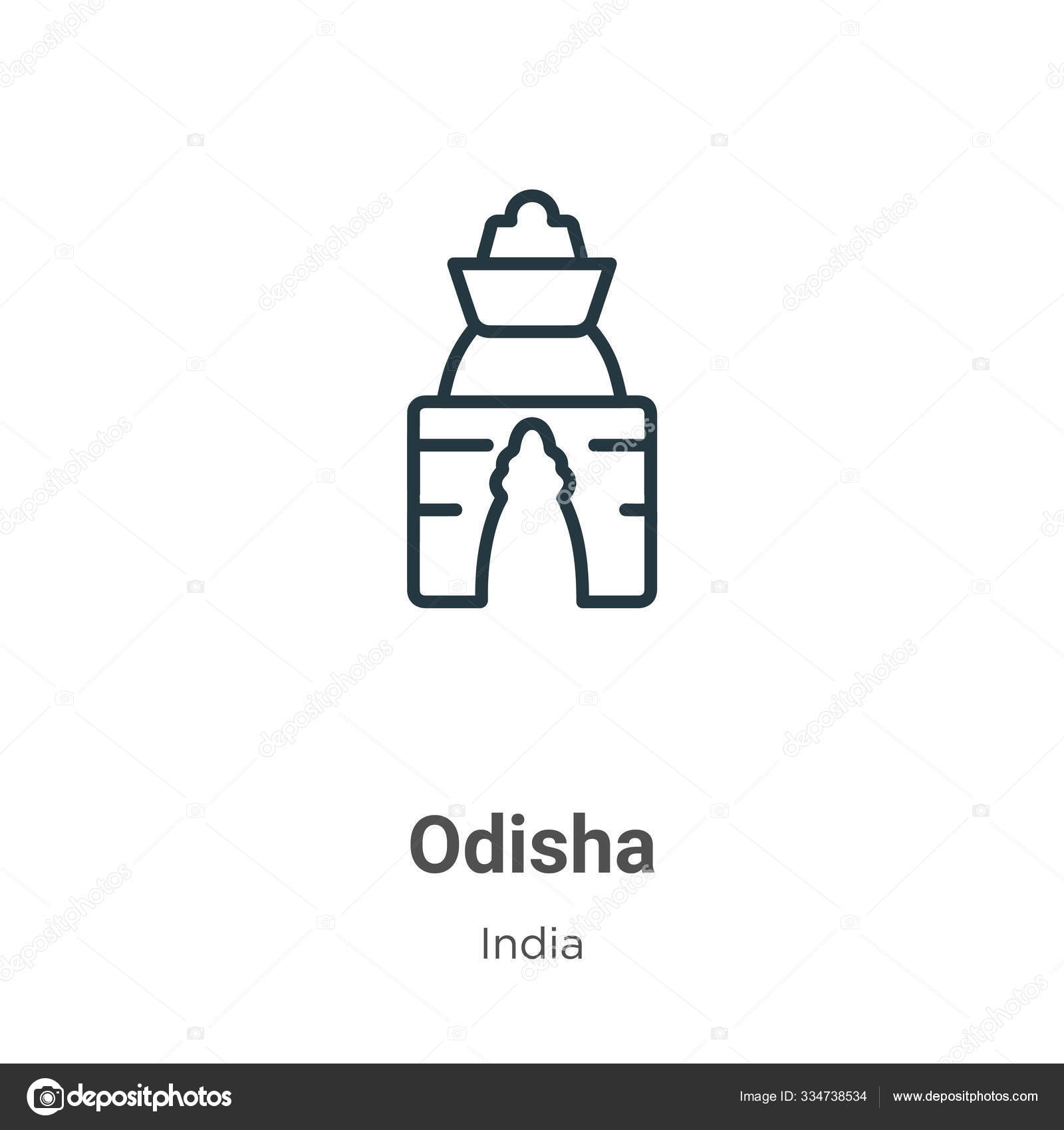 Odisha Outline Vector Icon Thin Line Black Odisha Icon Flat Stock ...
