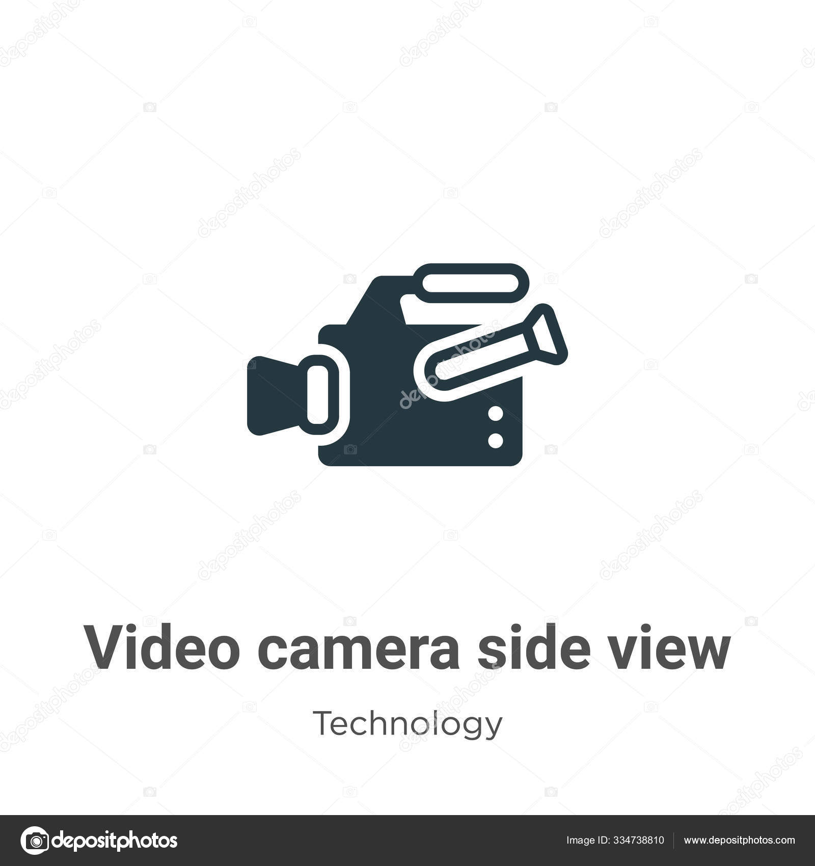 Video Camera Side View Glyph Icon Vector White Background Flat Stock ...