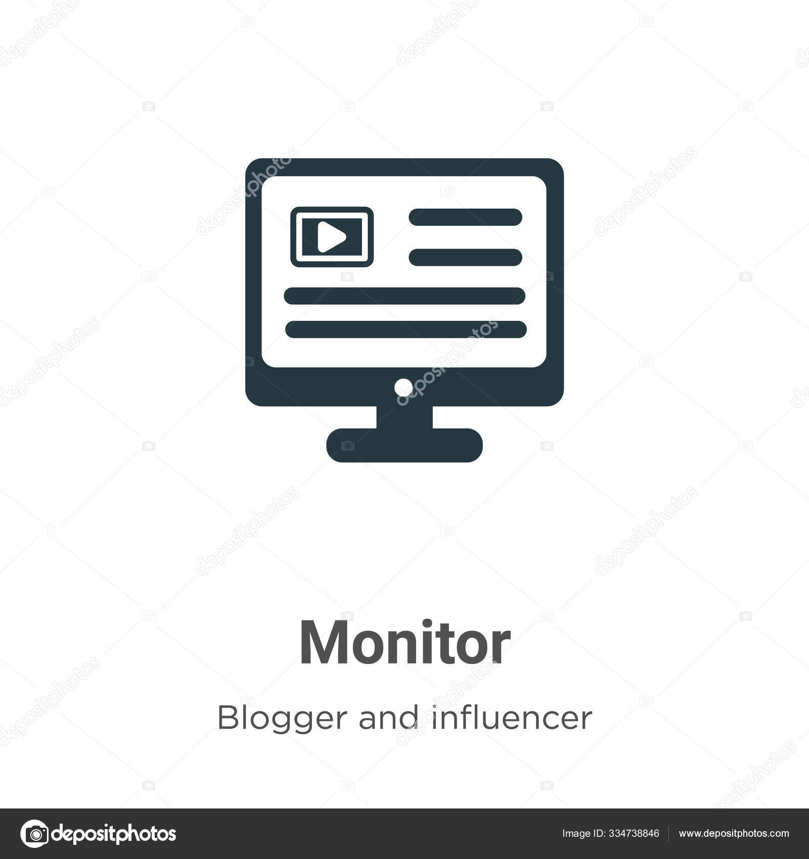 Monitor Vector Icon White Background Flat Vector Monitor Icon Symbol ...