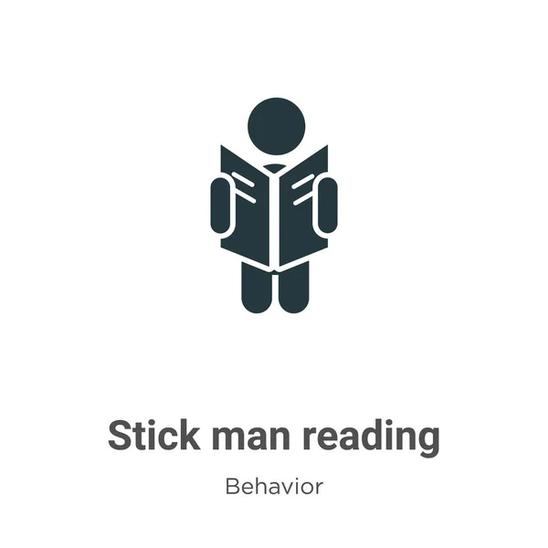 Stick Man Reading Outline Vector Icon Thin Line Black Stick Stock ...
