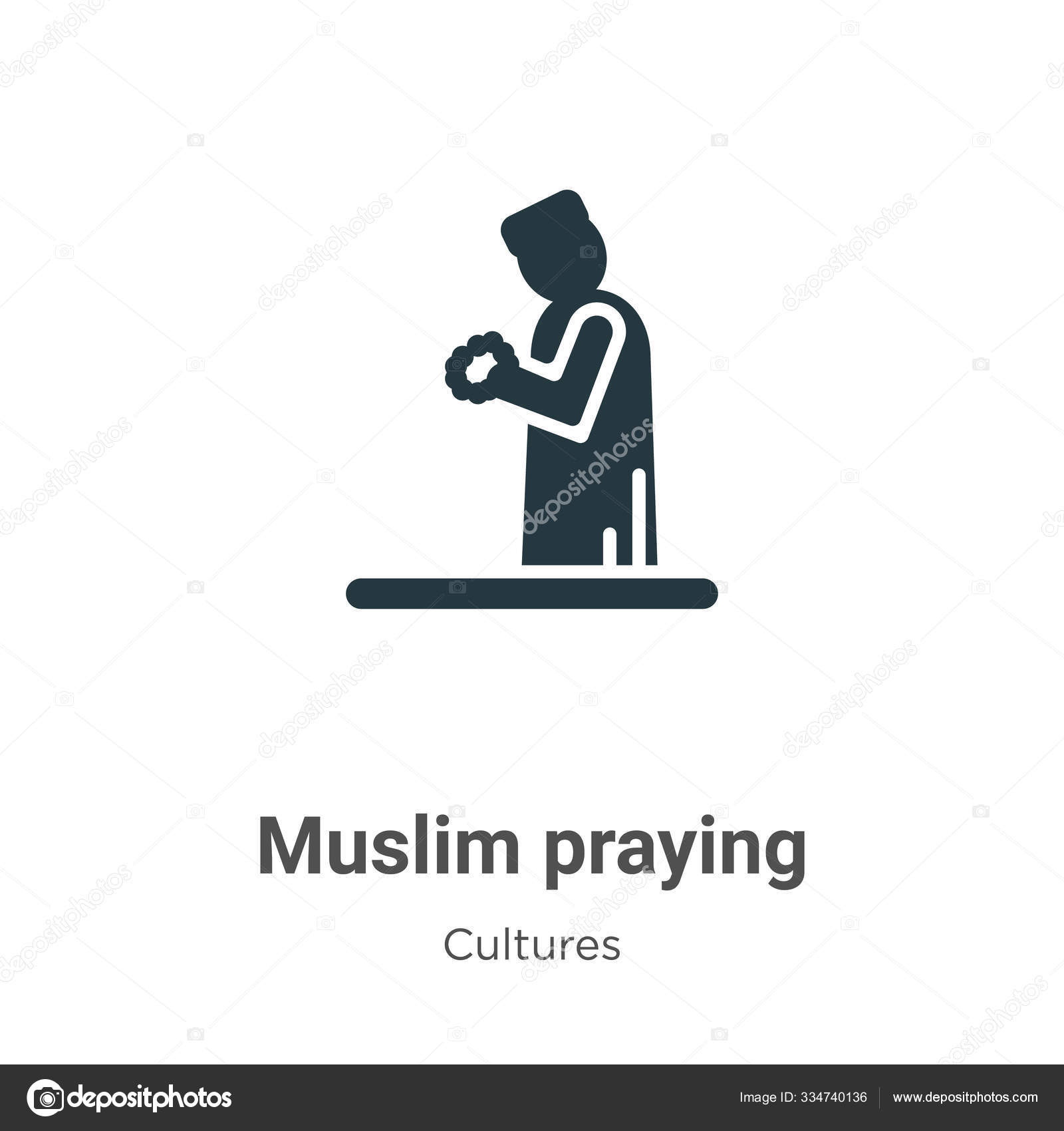 Muslim Praying Vector Icon White Background Flat Vector Muslim Praying ...