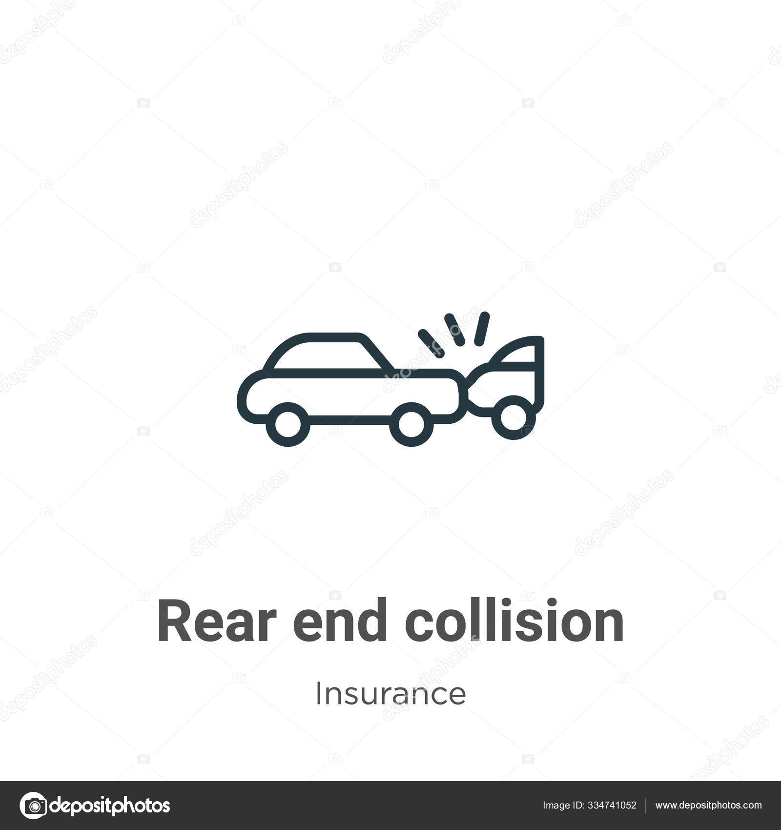 Rear End Collision Outline Vector Icon Thin Line Black Rear Stock ...