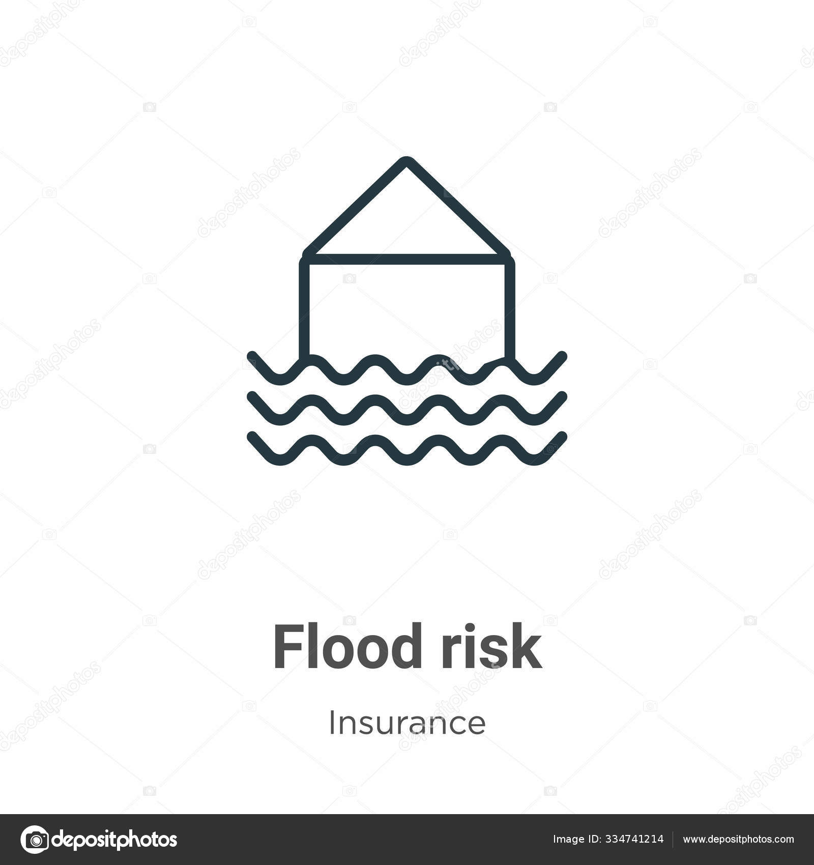 Flood Risk Outline Vector Icon Thin Line Black Flood Risk Stock Vector ...