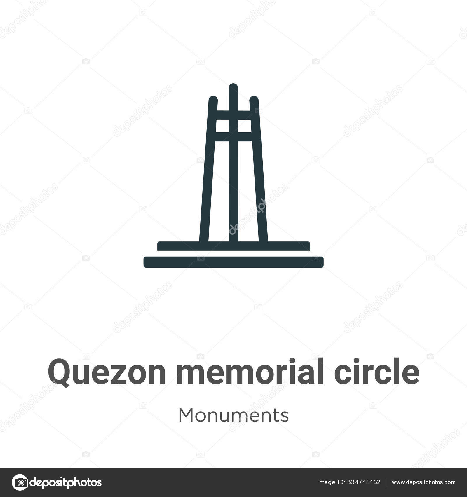 Quezon Memorial Circle Glyph Icon Vector White Background Flat Vector ...