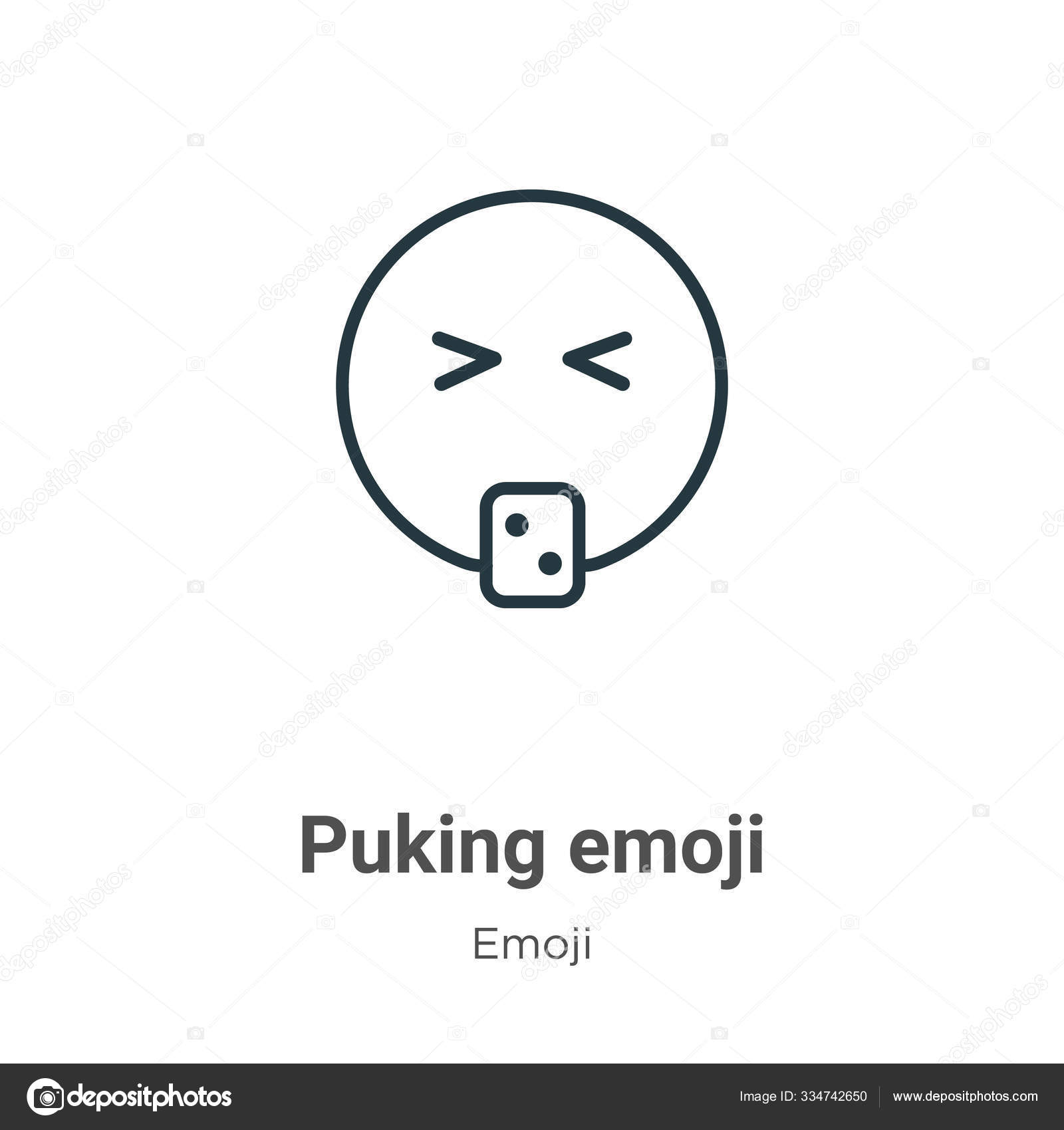 Puking Emoji Outline Vector Icon Thin Line Black Puking Emoji Stock ...