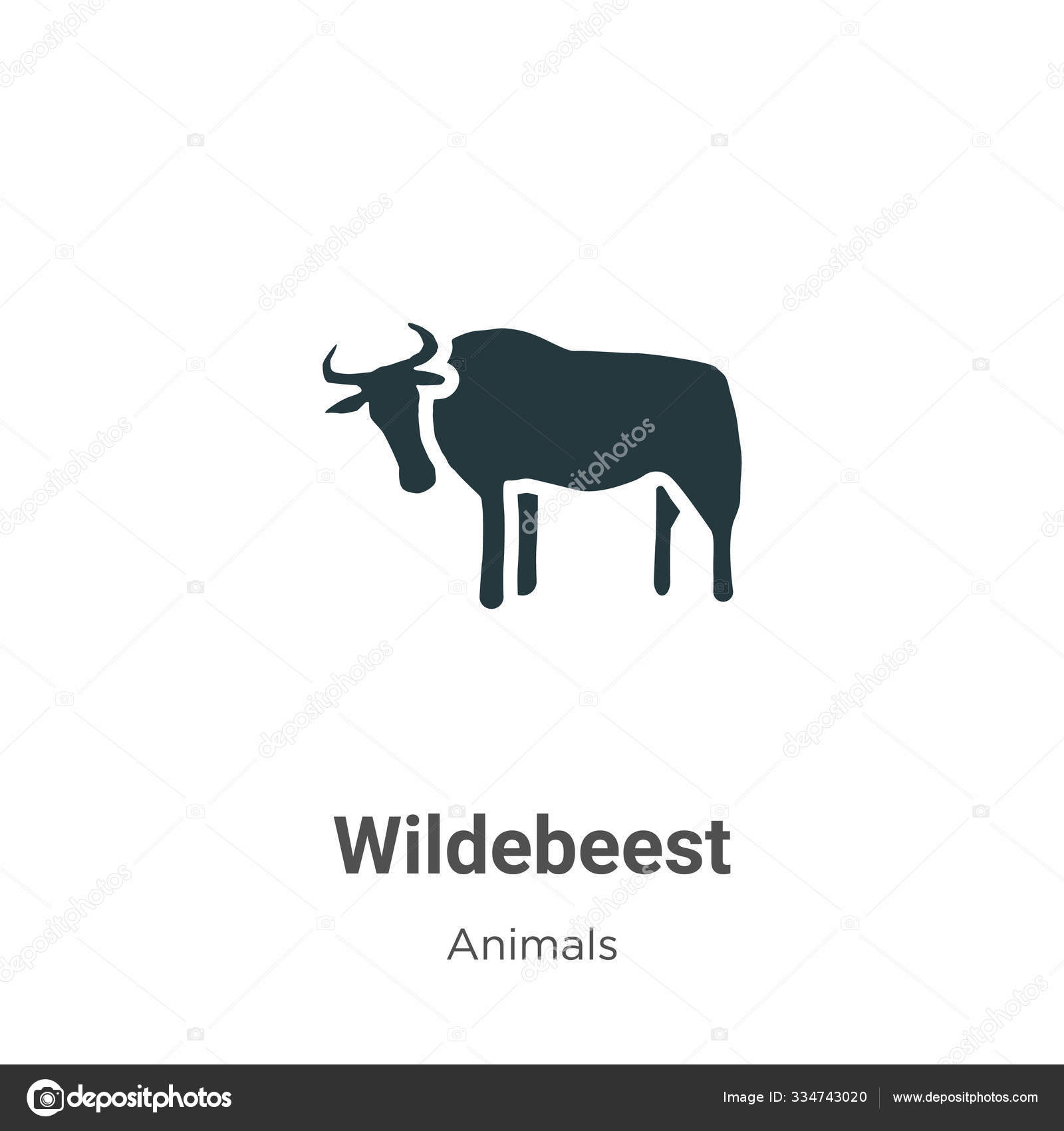 Wildebeest Vector Icon White Background Flat Vector Wildebeest Icon ...