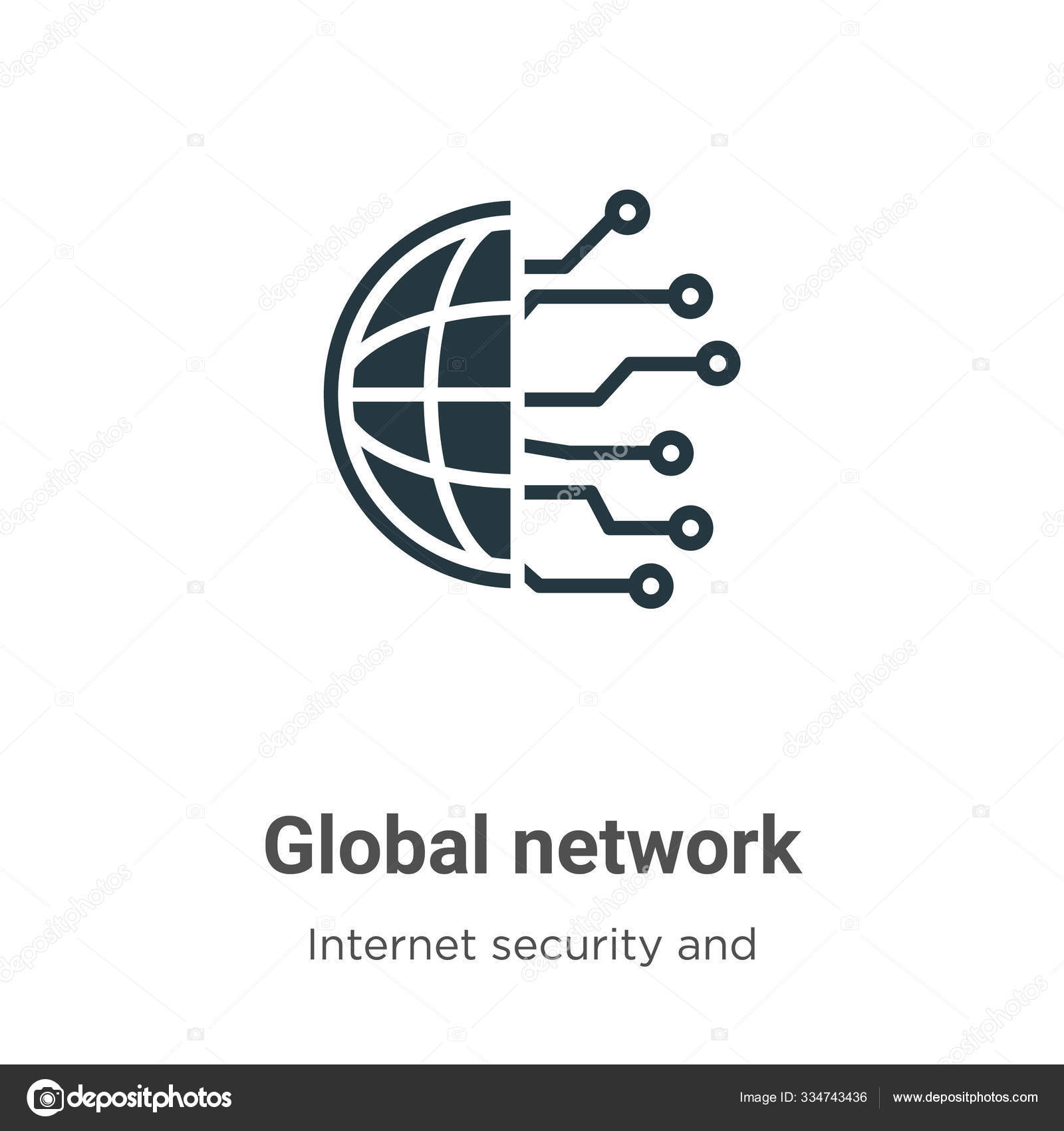 Global Network Vector Icon White Background Flat Vector Global Network ...