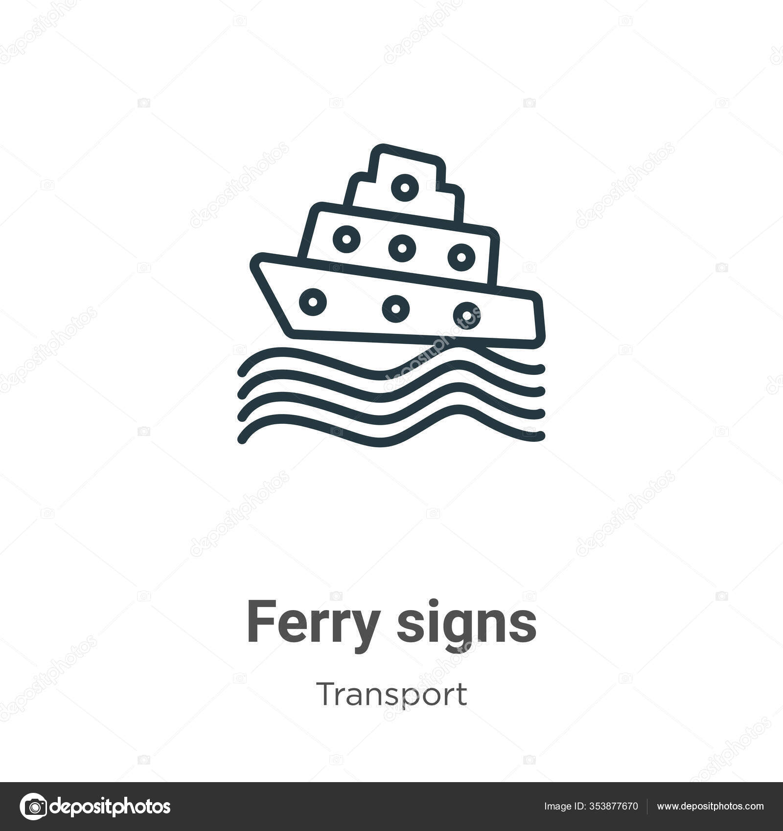Ferry Signs Outline Vector Icon Thin Line Black Ferry Signs Stock ...