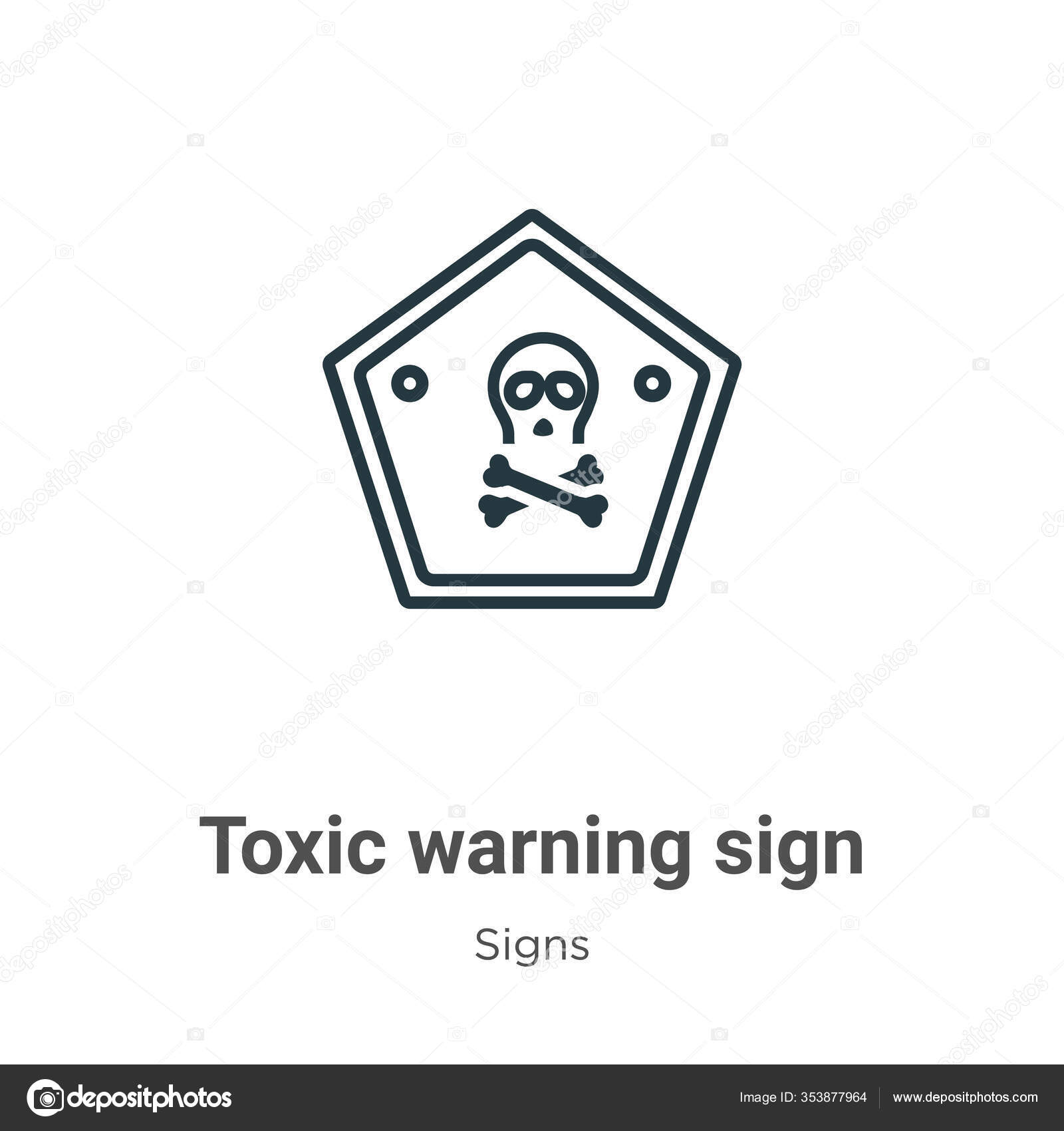 Toxic Warning Sign Outline Vector Icon Thin Line Black Toxic Stock ...