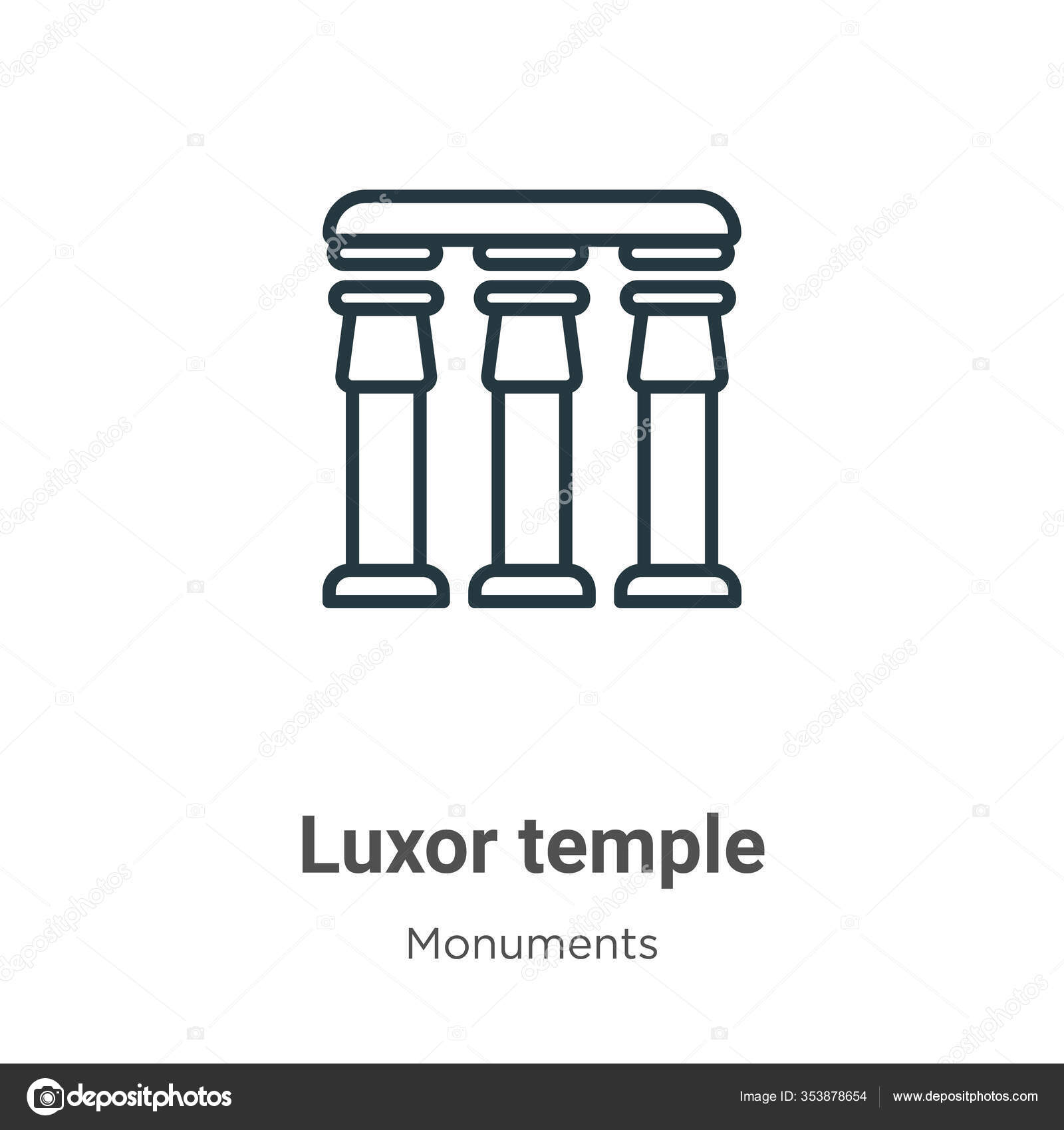 Luxor Temple Outline Vector Icon Thin Line Black Luxor Temple Stock ...