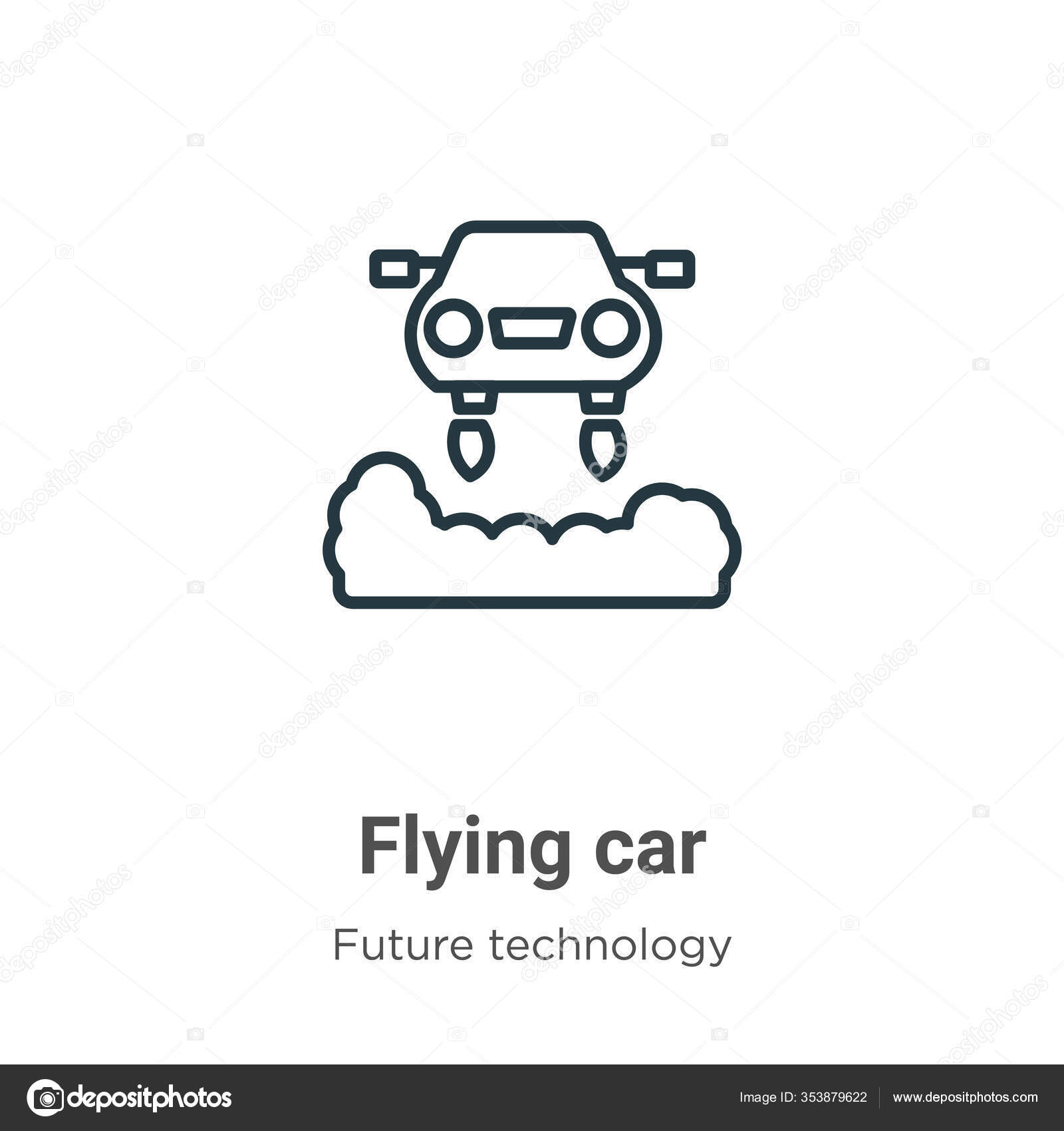 Flying Car Outline Vector Icon Thin Line Black Flying Car Stock Vector ...