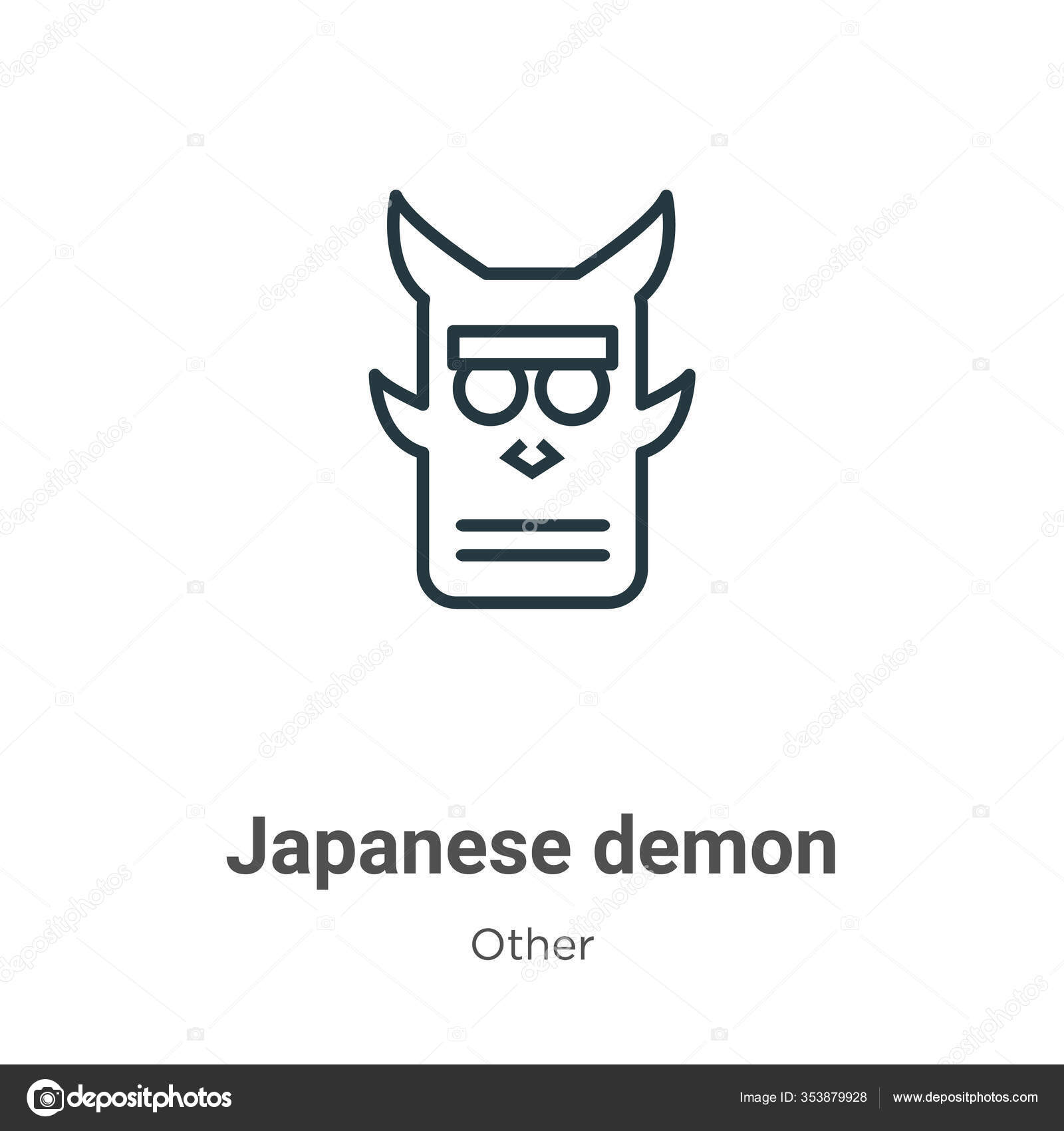 Japanese Demon Outline Vector Icon Thin Line Black Japanese Demon Stock ...