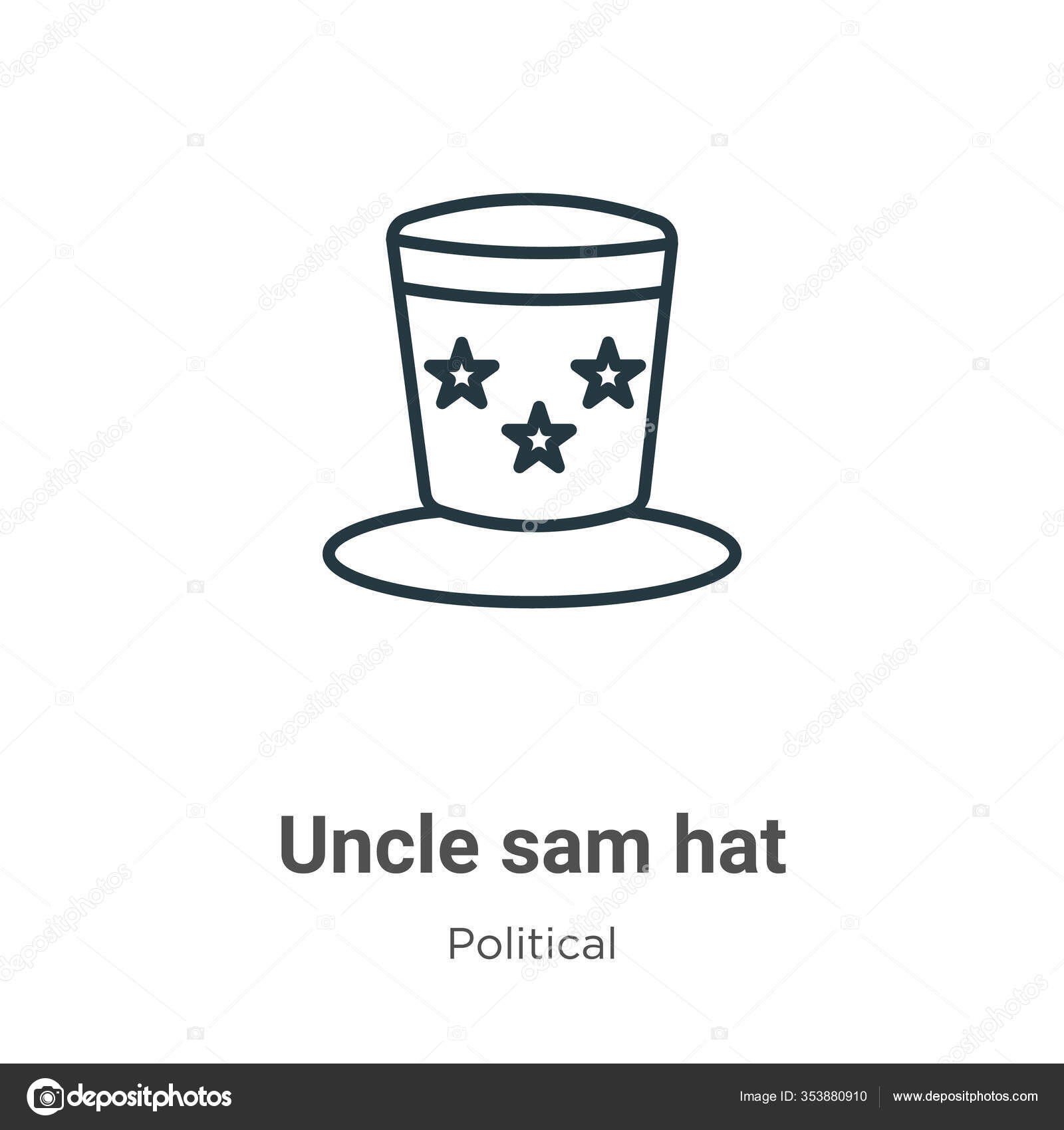 Uncle Sam Hat Outline Vector Icon Thin Line Black Uncle Stock Vector Image by ©Digital-Bazaar ...