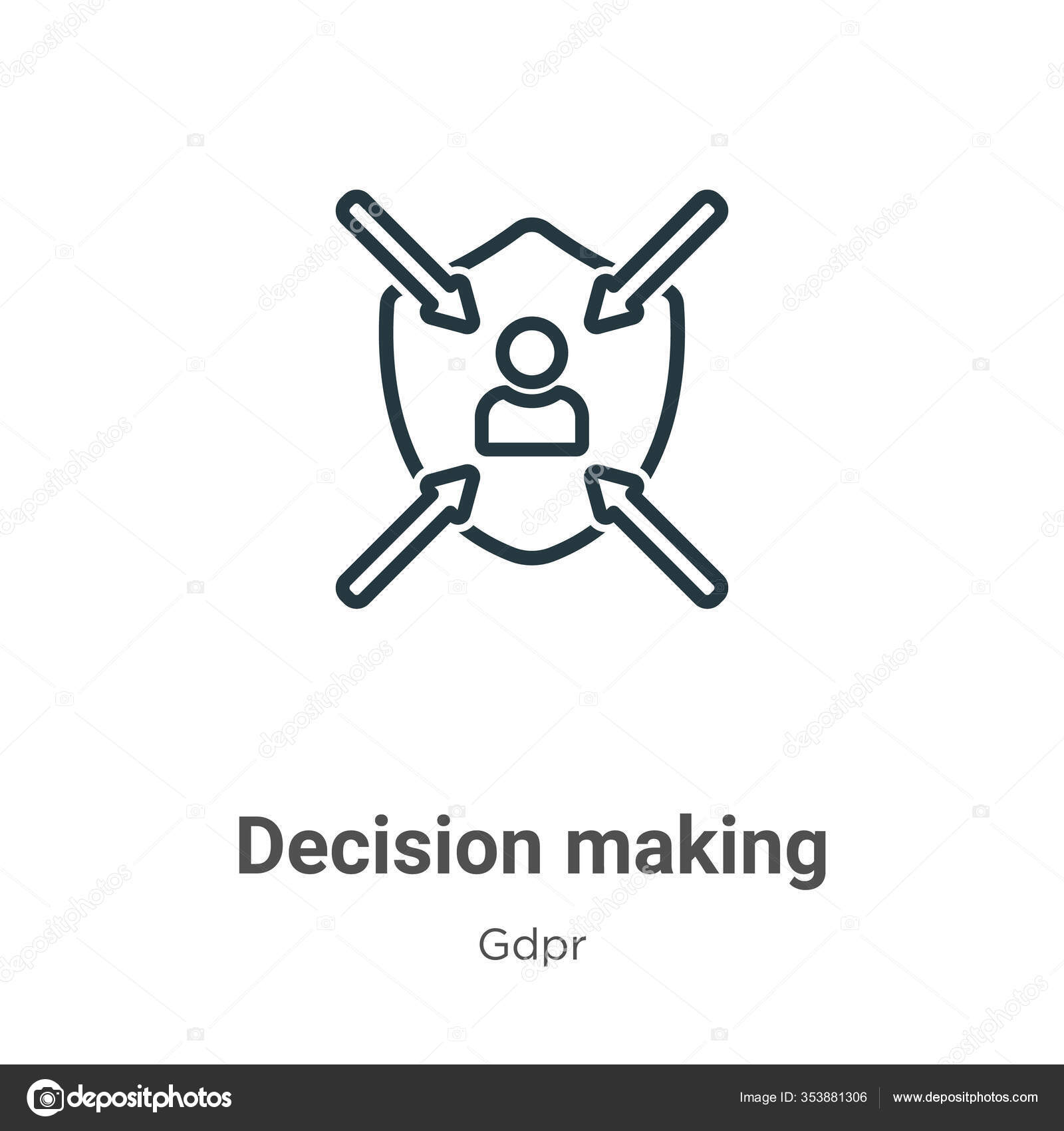 Toma Decisiones Esbozar Icono Vector Icono Toma Decisiones Negro Línea ...