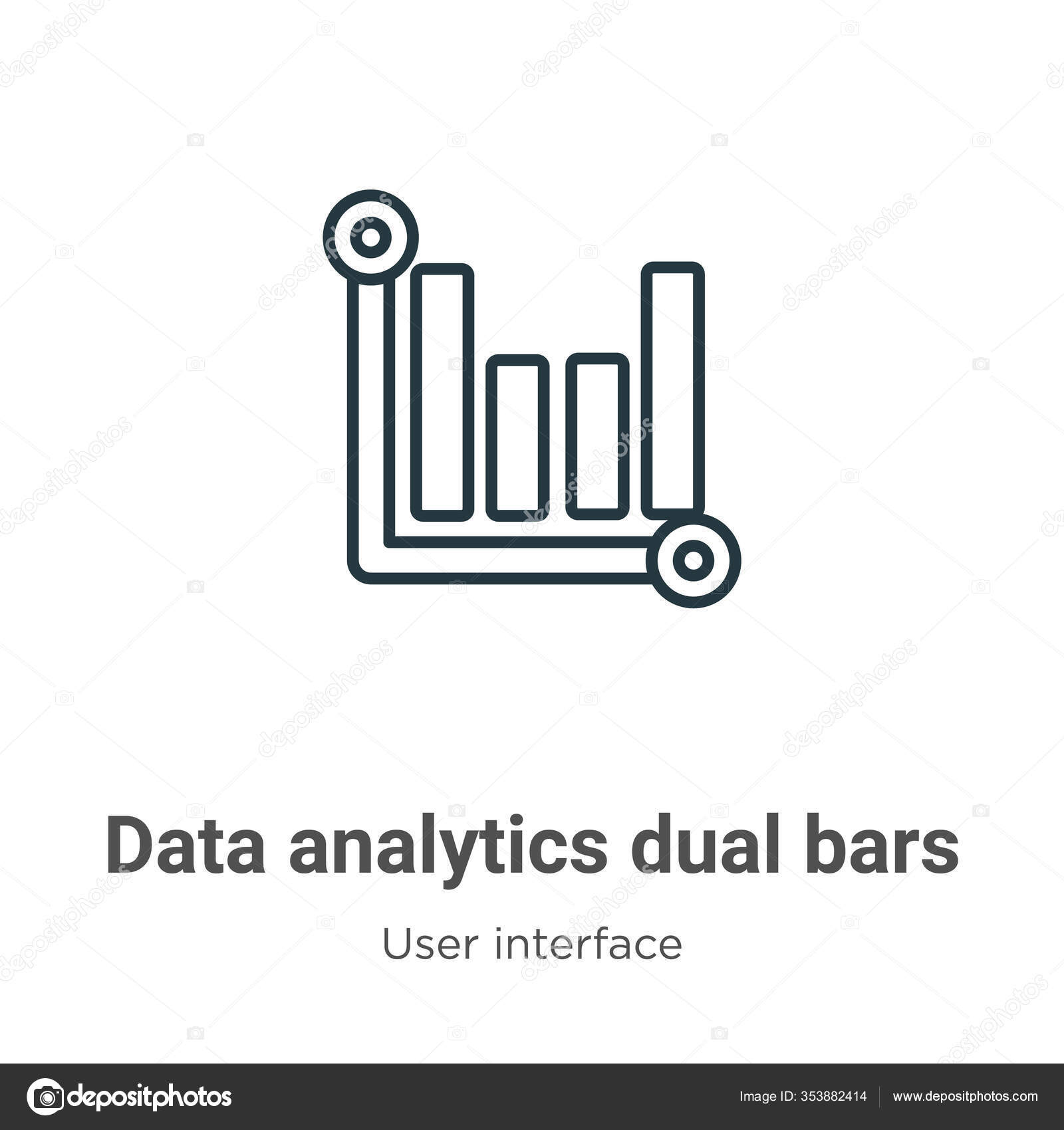 Data Analytics Dual Bars Outline Vector Icon Thin Line Black Stock Vector Image by ©Digital ...