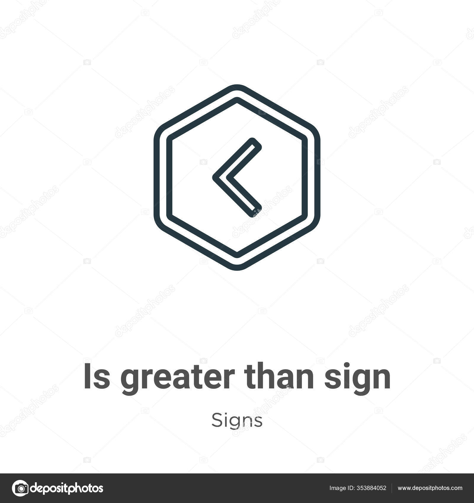 Greater Sign Outline Vector Icon Thin Line Black Greater Sign Stock ...