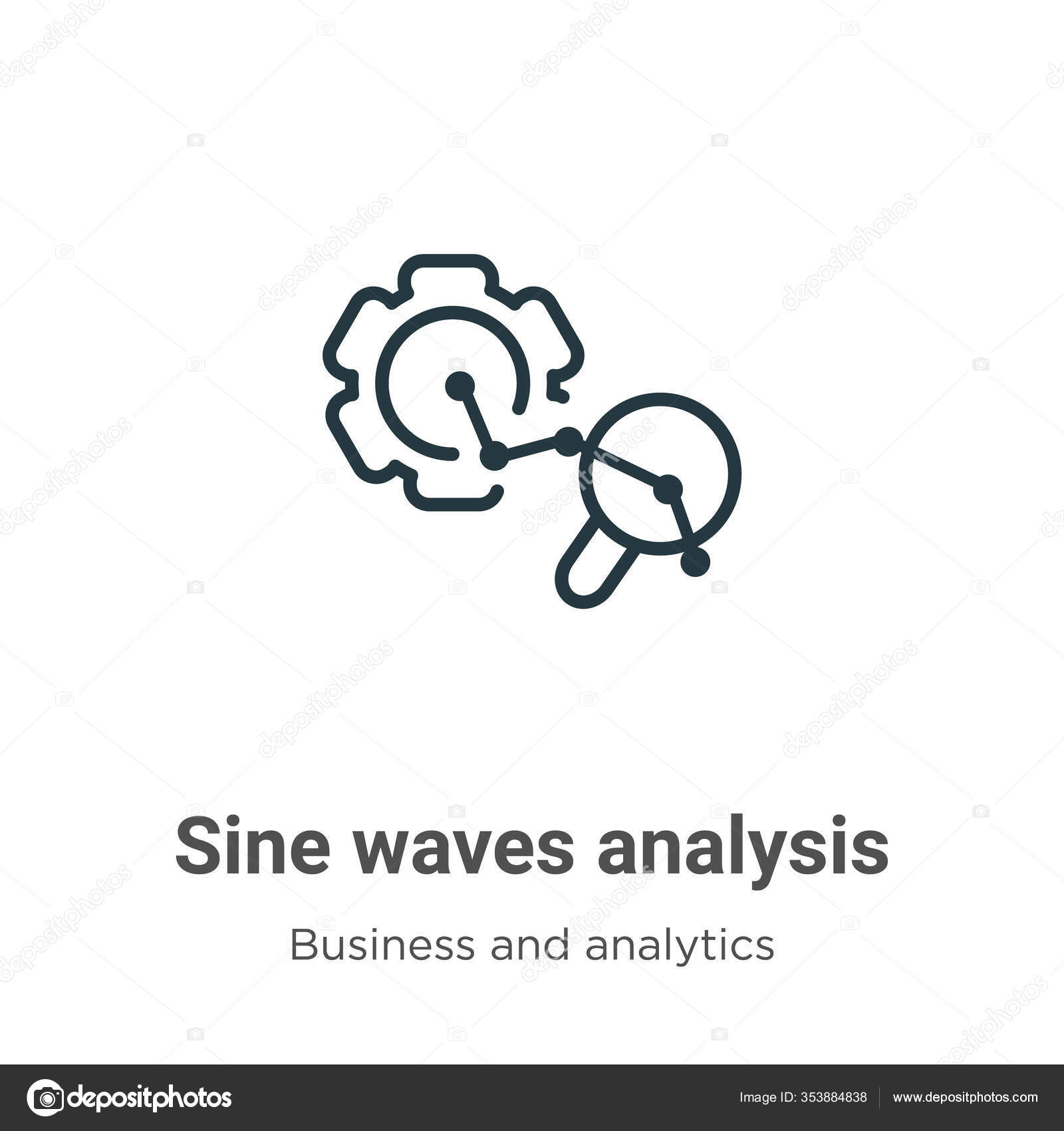 Sine Waves Analysis Outline Vector Icon Thin Line Black Sine Stock Vector by ©Digital-Bazaar ...