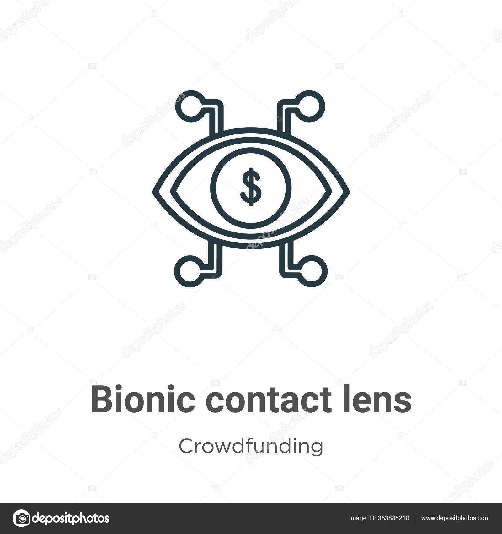 Bionic Contact Lens Outline Vector Icon Thin Line Black Bionic Stock Vector Image by ©Digital ...