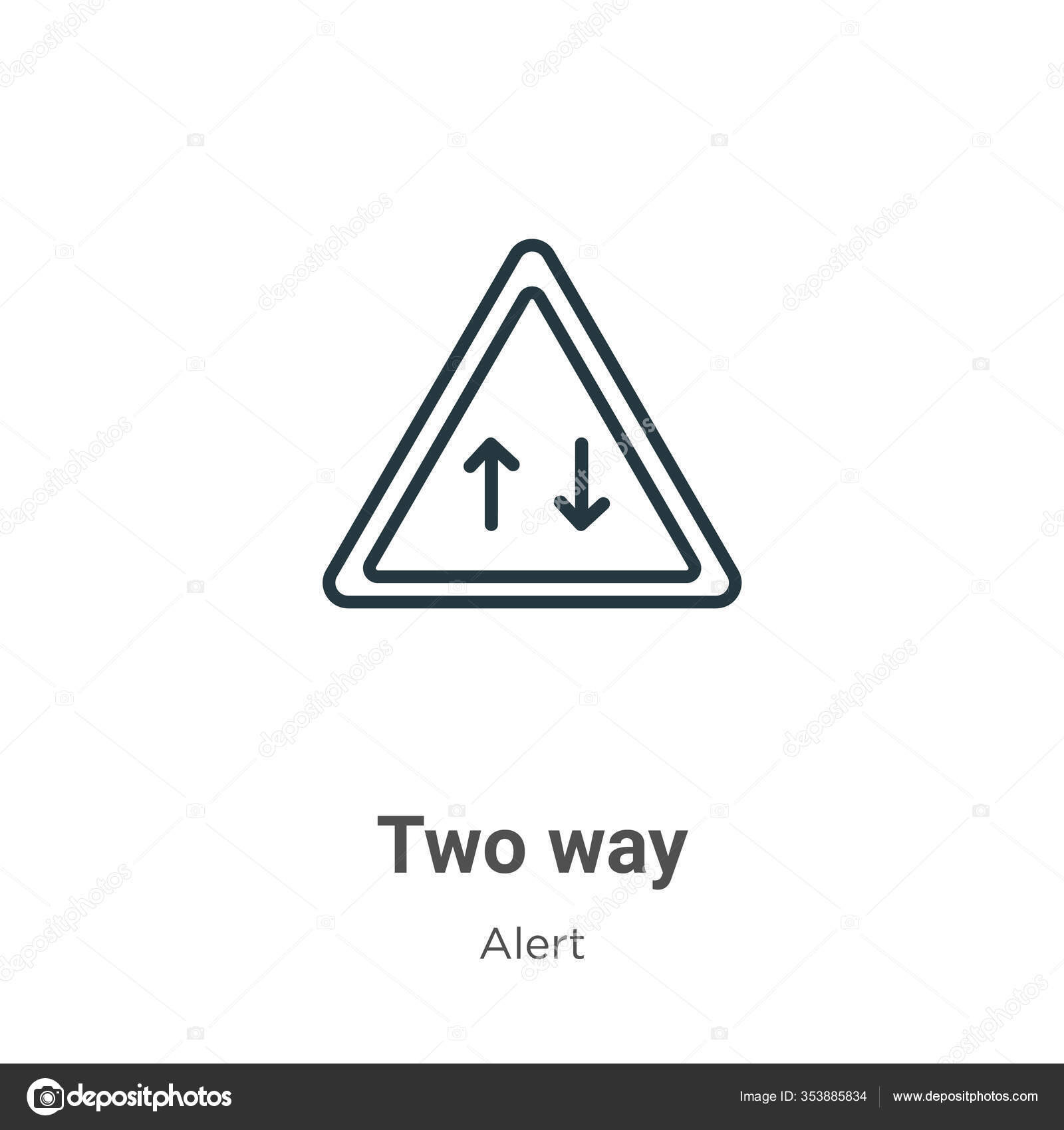 Two Way Outline Vector Icon Thin Line Black Two Way Stock Vector Image ...