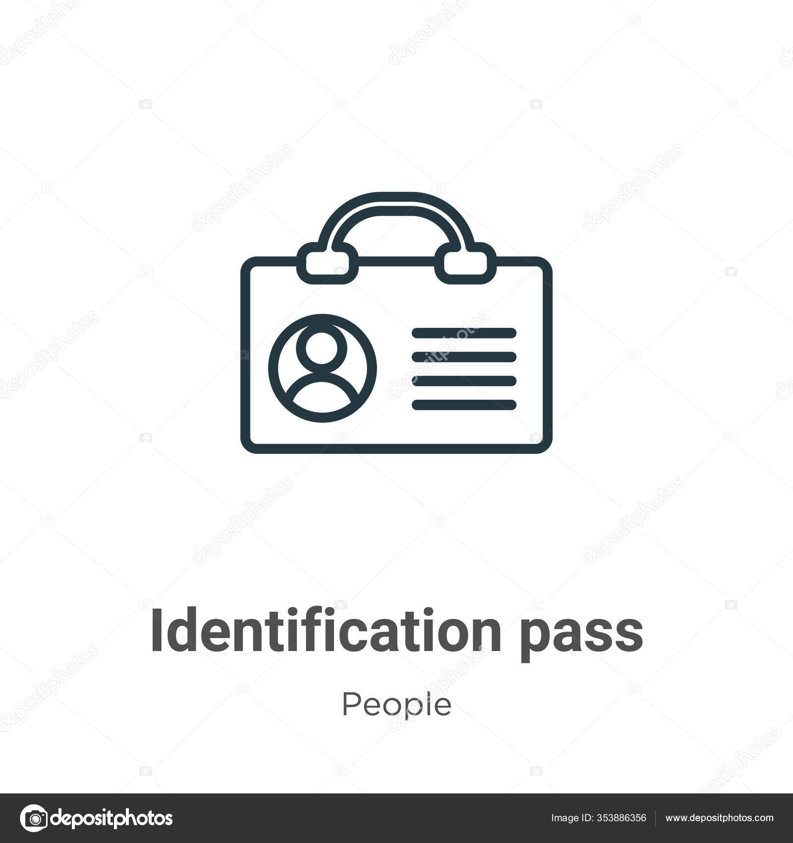 Identification Pass Outline Vector Icon Thin Line Black Identification ...