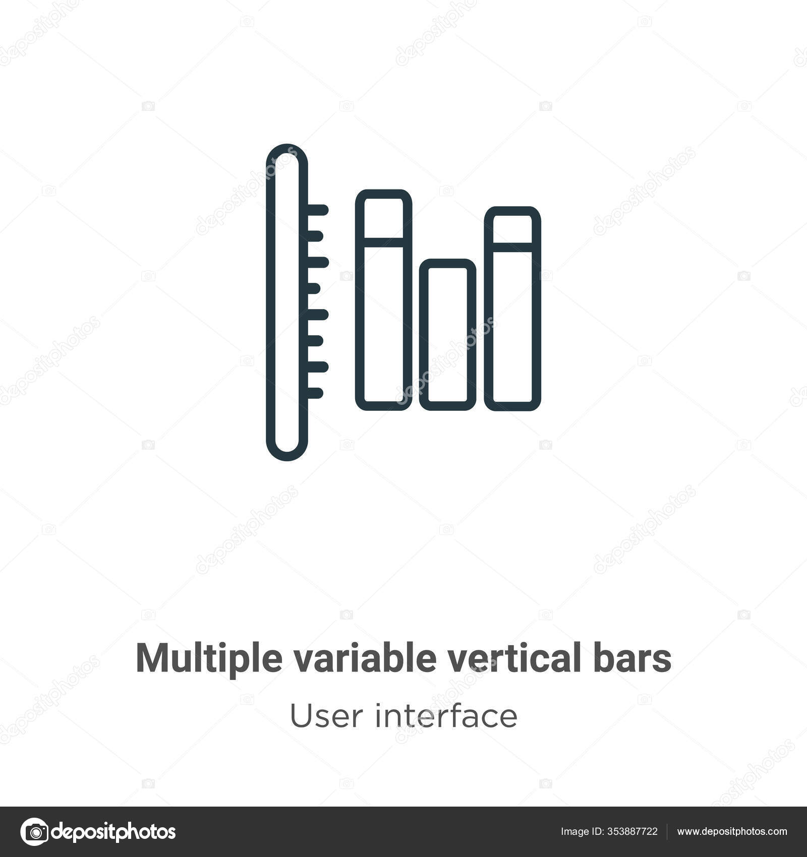 Multiple Variable Vertical Bars Outline Vector Icon Thin Line Black ...