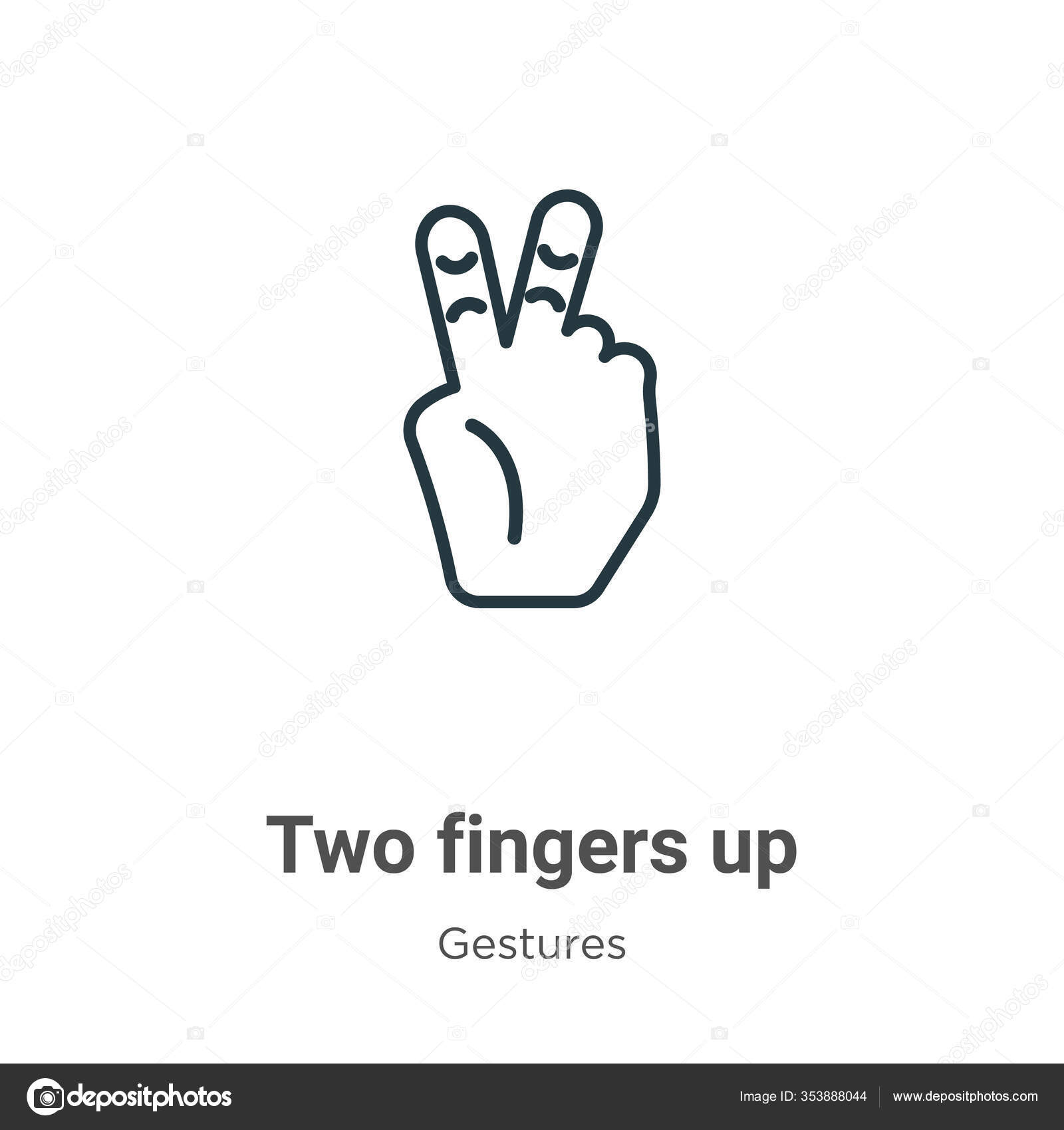 Two Fingers Outline Vector Icon Thin Line Black Two Fingers Stock ...