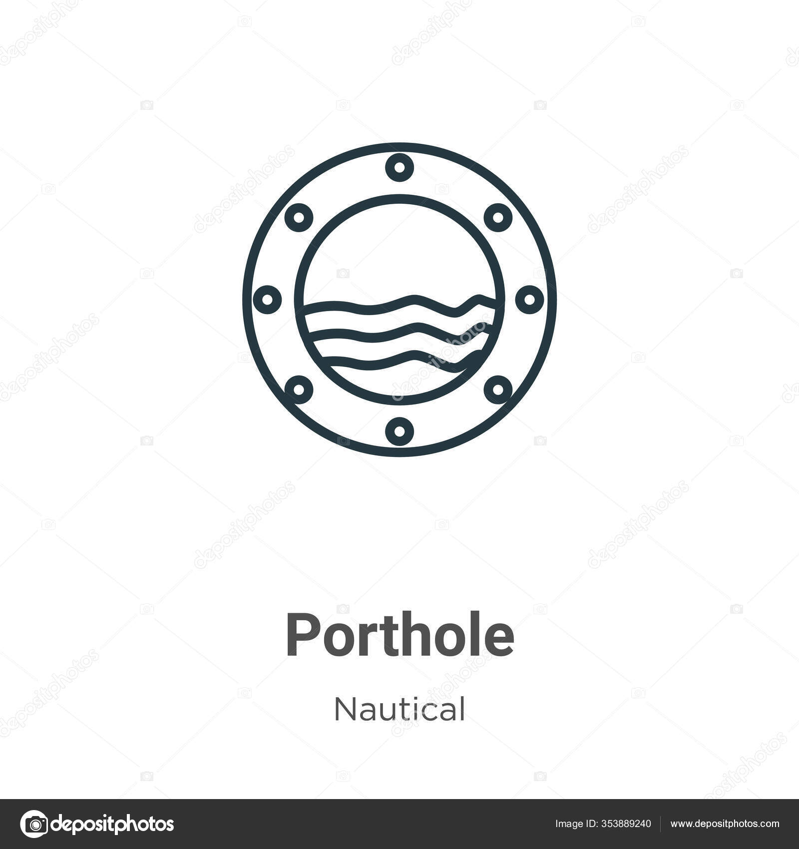 Porthole Outline Vector Icon Thin Line Black Porthole Icon Flat Stock Vector Image by ©Digital ...