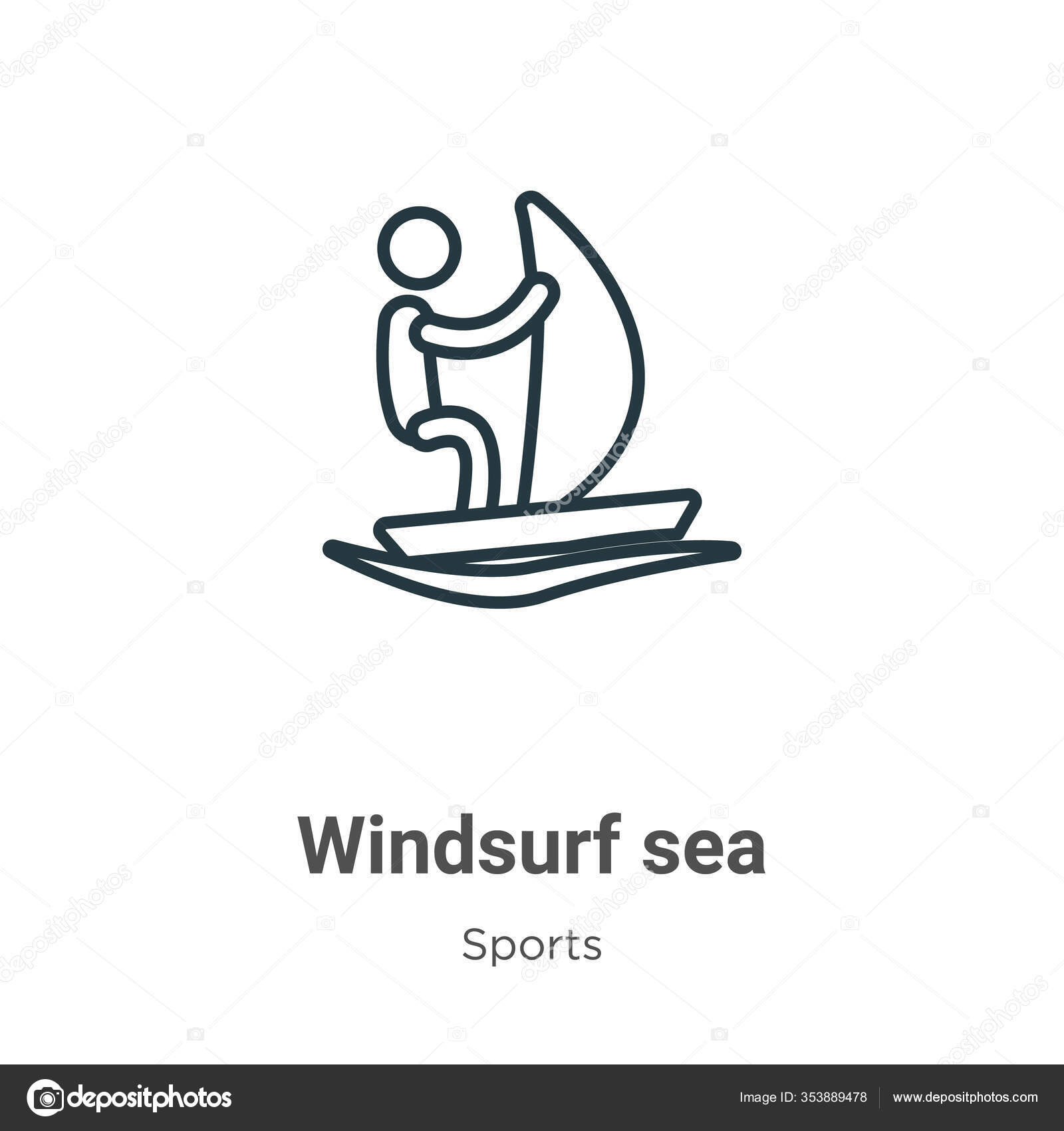 Windsurf Sea Outline Vector Icon Thin Line Black Windsurf Sea Stock Vector Image by ©Digital ...