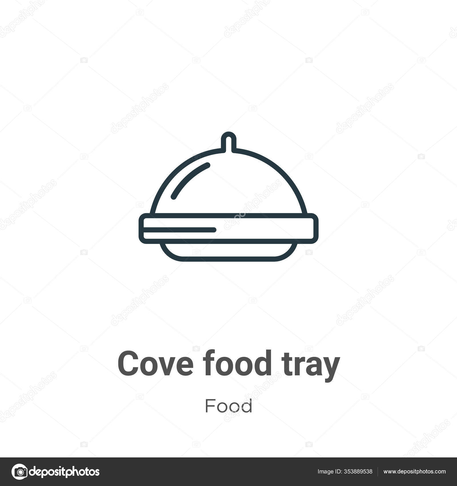 Covered Food Tray Outline Vector Icon Thin Line Black Covered Stock ...