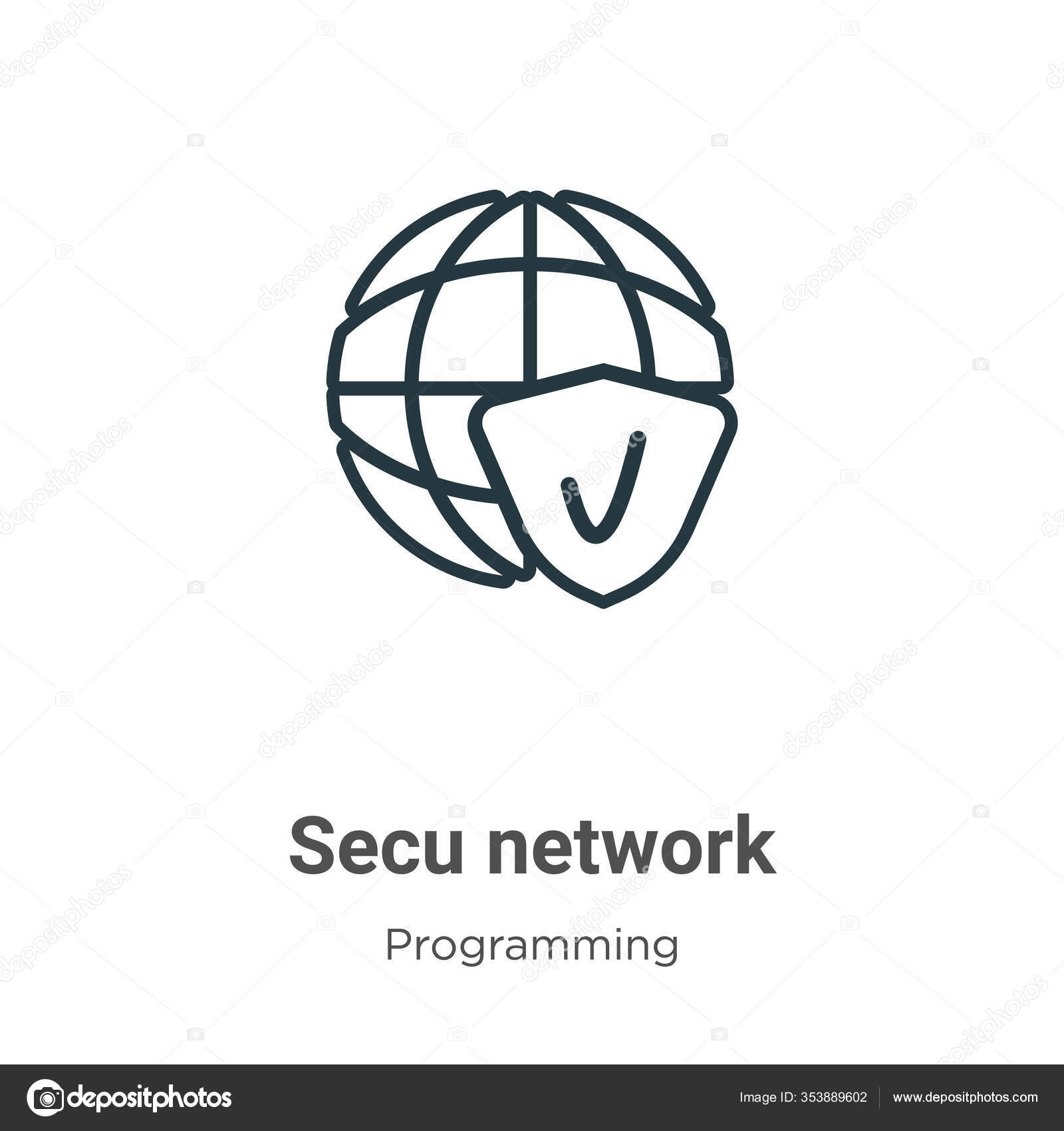 Secured Network Outline Vector Icon Thin Line Black Secured Network ...