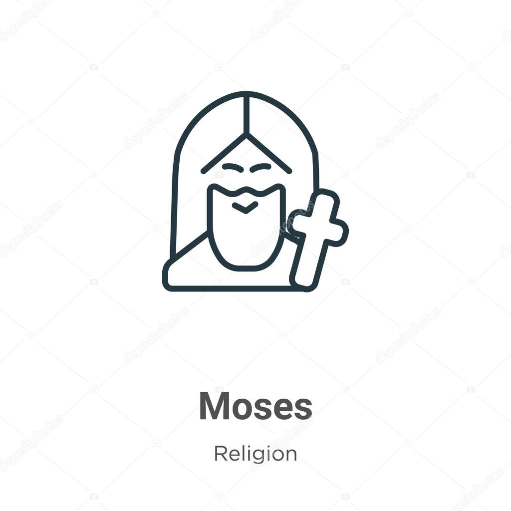 Moisés esbozar icono de vector. Icono de Moisés negro de línea delgada ...