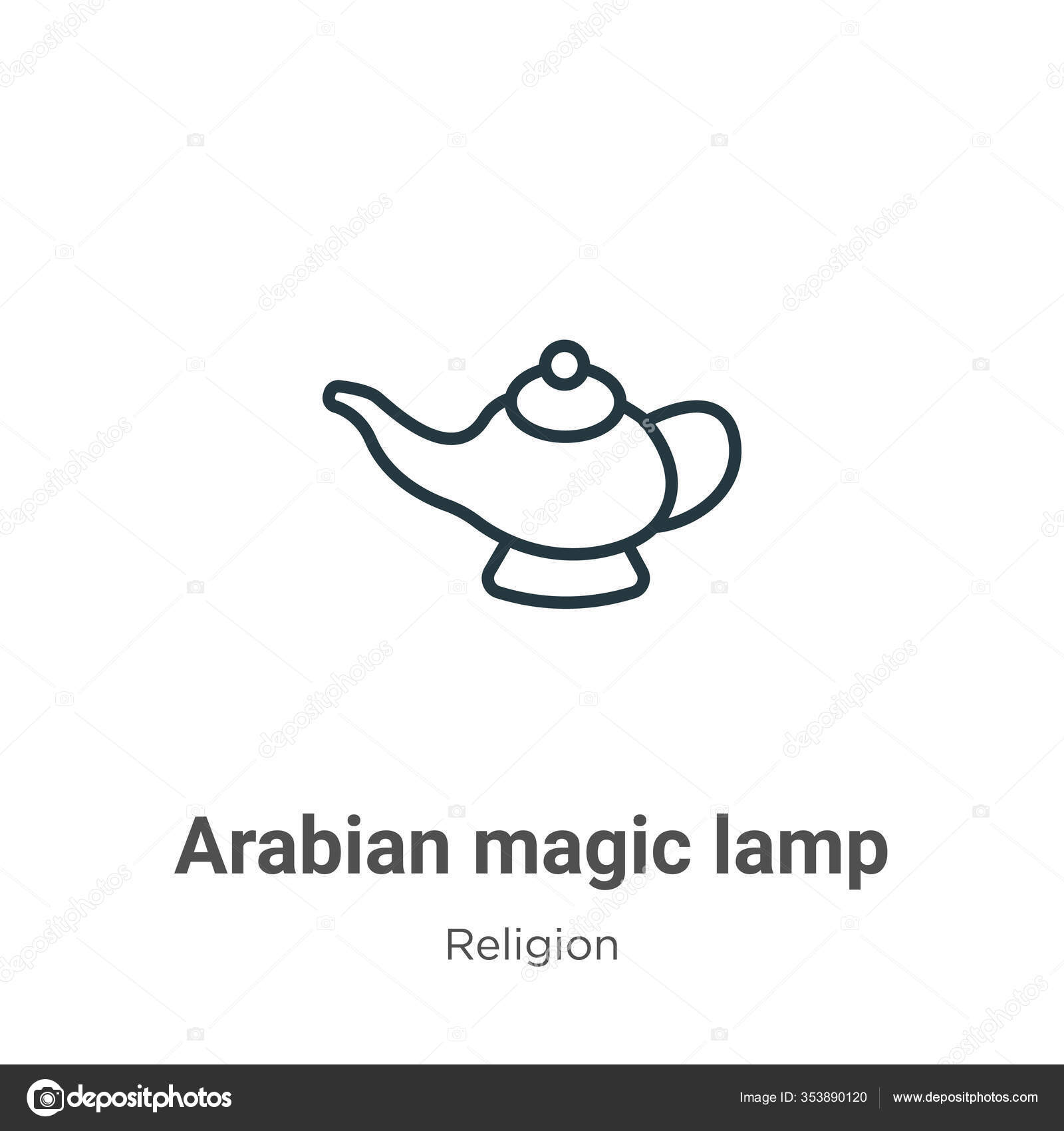 Arabian Magic Lamp Outline Vector Icon Thin Line Black Arabian Stock Vector by ©Digital-Bazaar ...