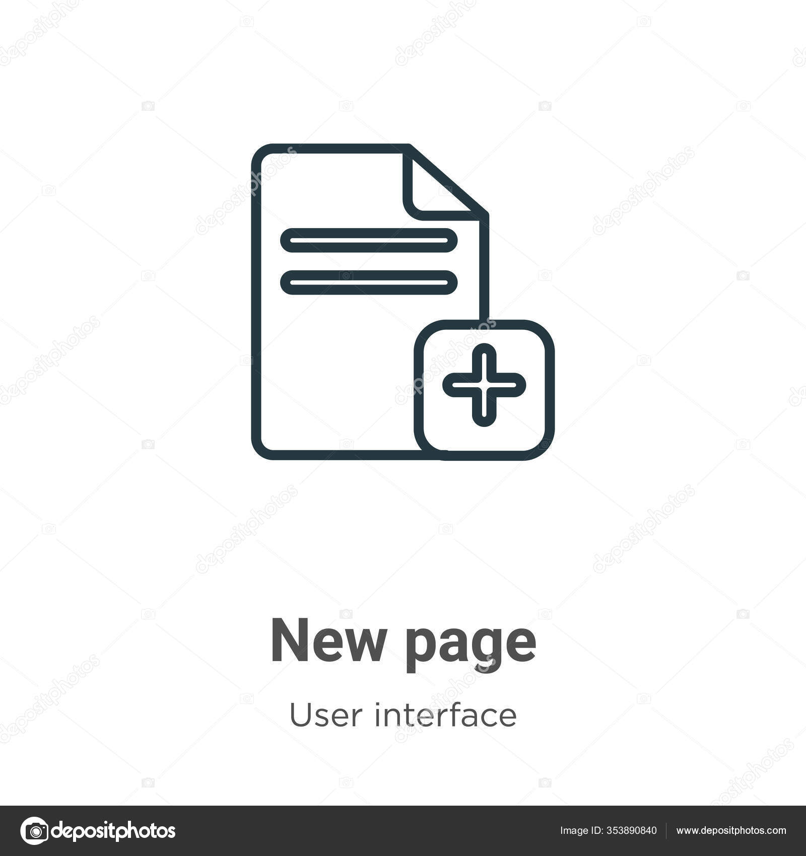 New Page Outline Vector Icon Thin Line Black New Page Stock Vector ...