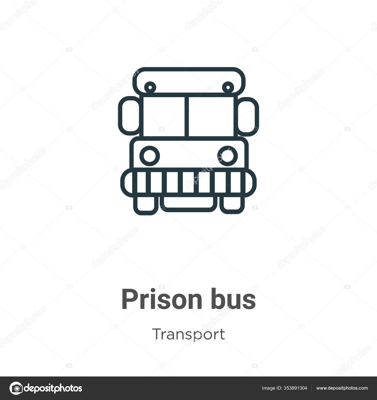 Prison Bus Outline Vector Icon Thin Line Black Prison Bus Stock Vector ...