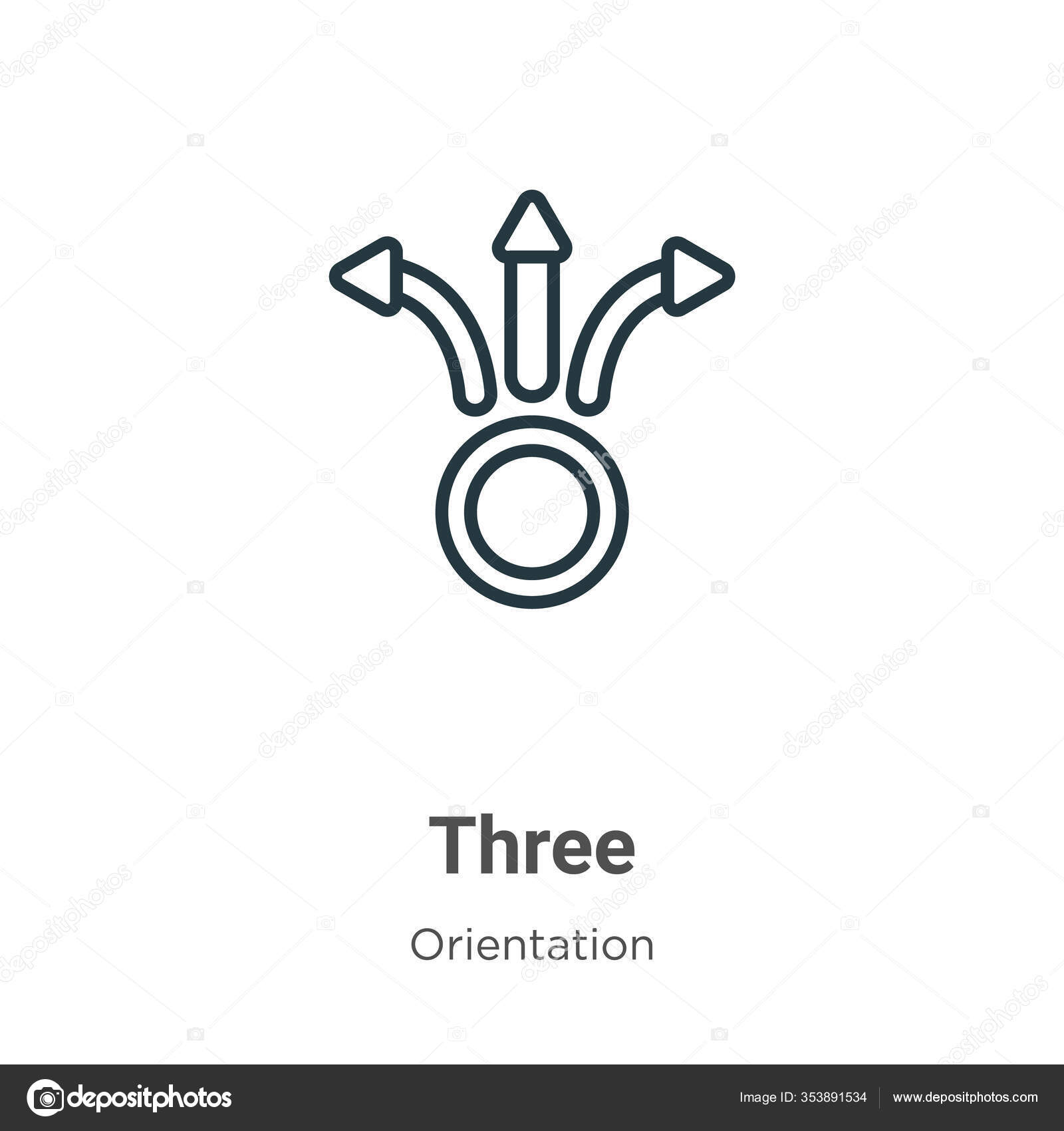 Three Outline Vector Icon Thin Line Black Three Icon Flat Stock Vector ...