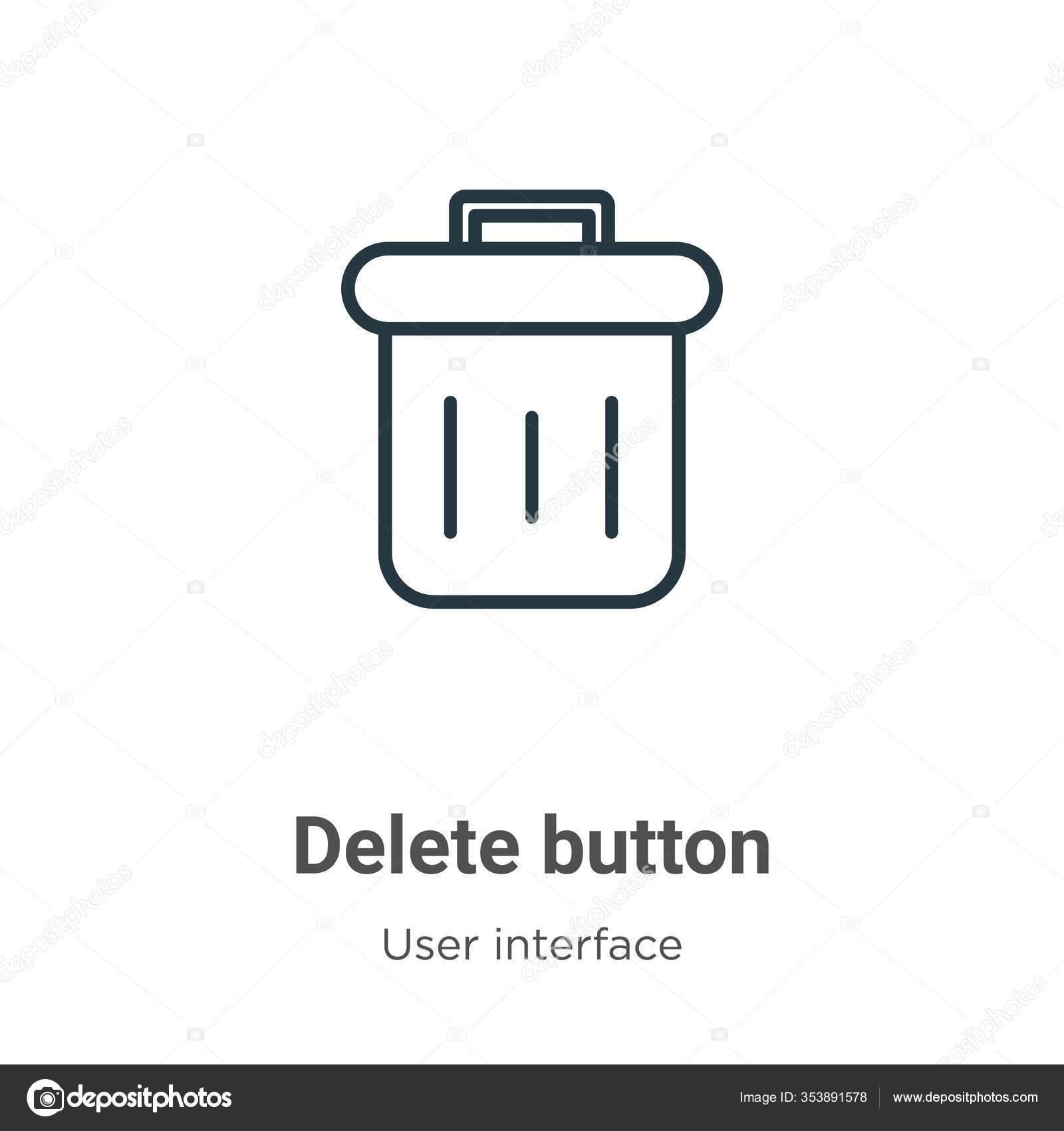 Delete Button Outline Vector Icon Thin Line Black Delete Button Stock ...