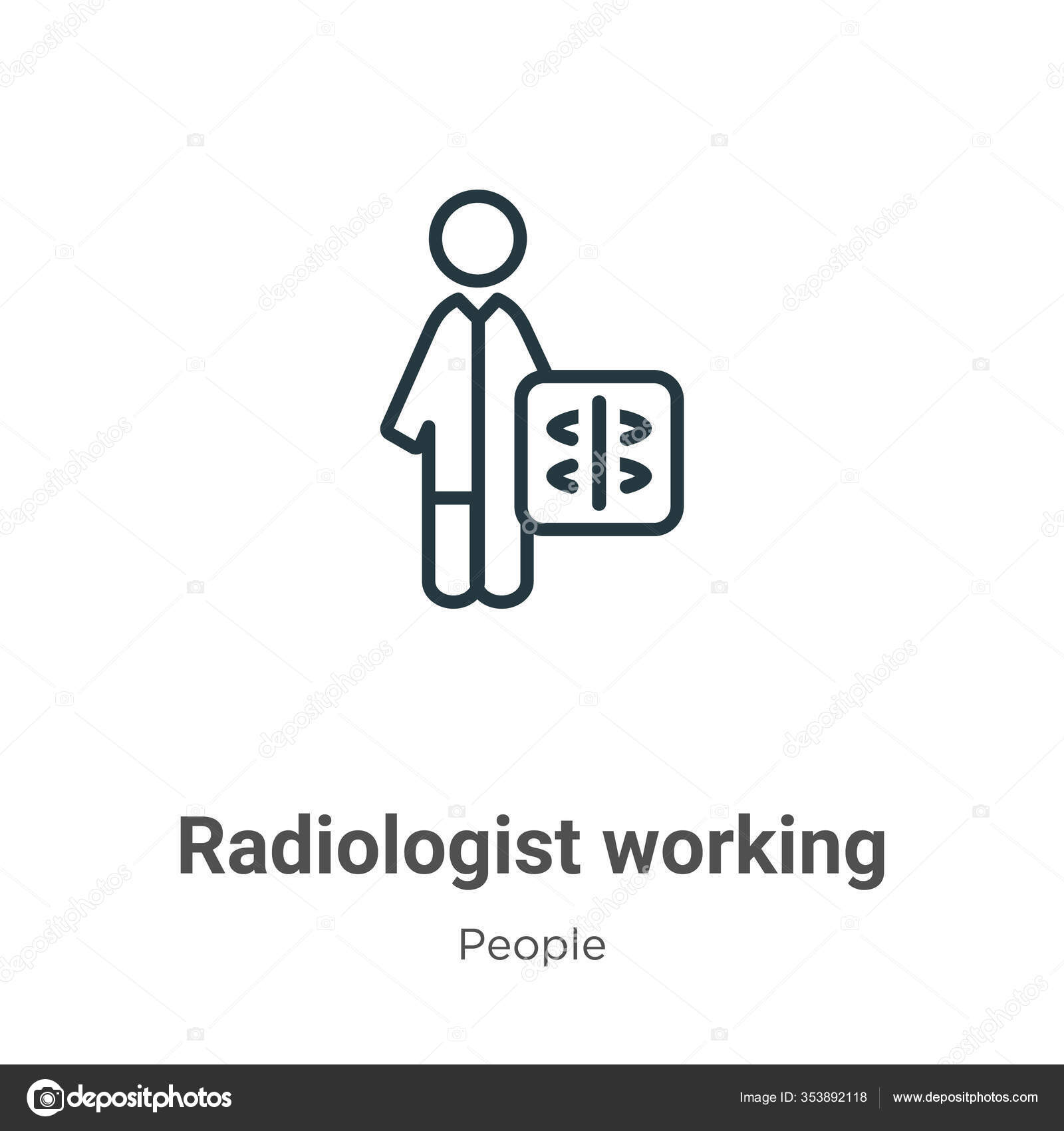 Radiologist Working Outline Vector Icon Thin Line Black Radiologist ...
