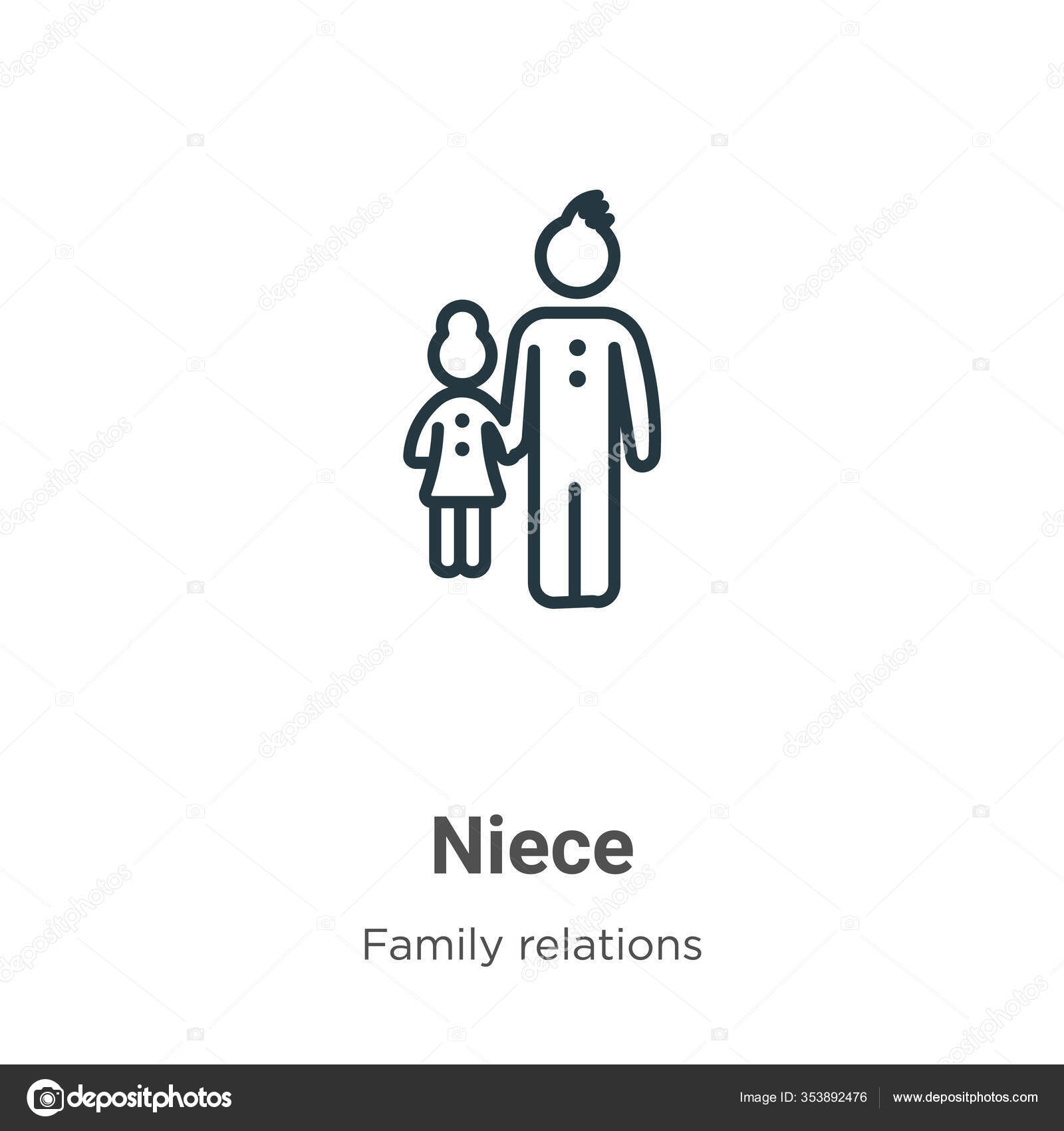 Niece Outline Vector Icon Thin Line Black Niece Icon Flat Stock Vector ...