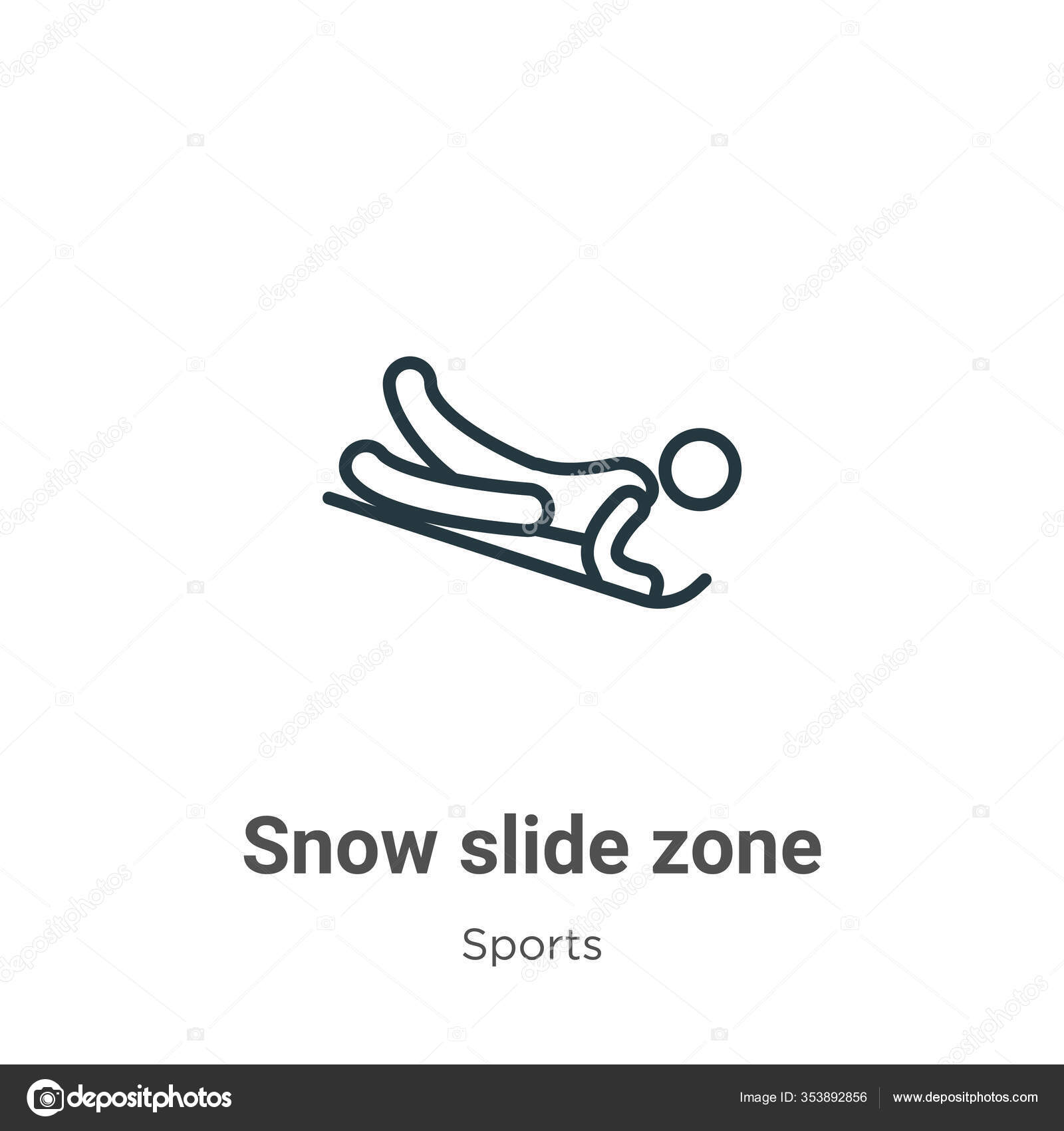 Snow Slide Zone Outline Vector Icon Thin Line Black Snow Stock Vector ...