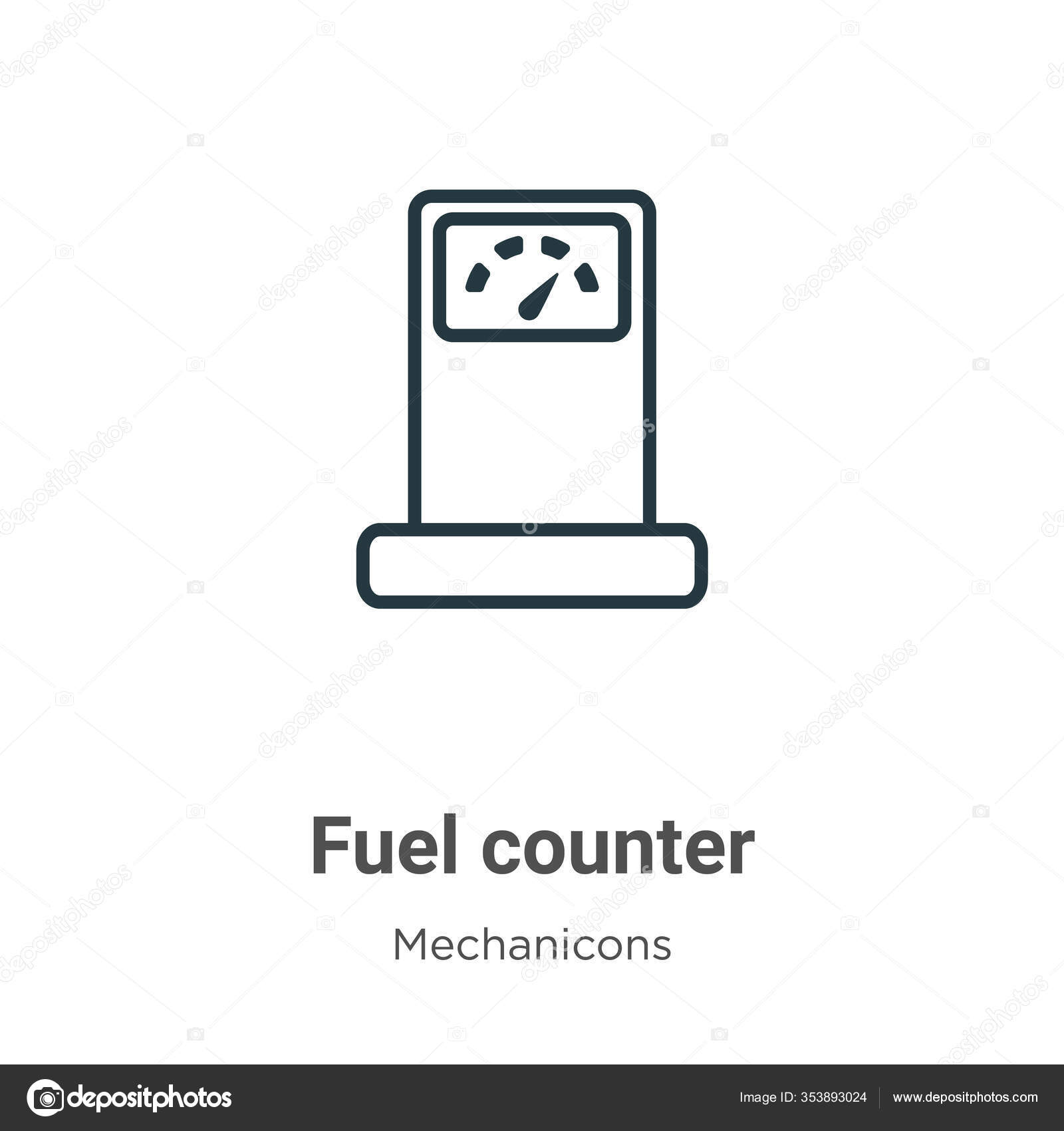 Fuel Counter Outline Vector Icon Thin Line Black Fuel Counter Stock ...