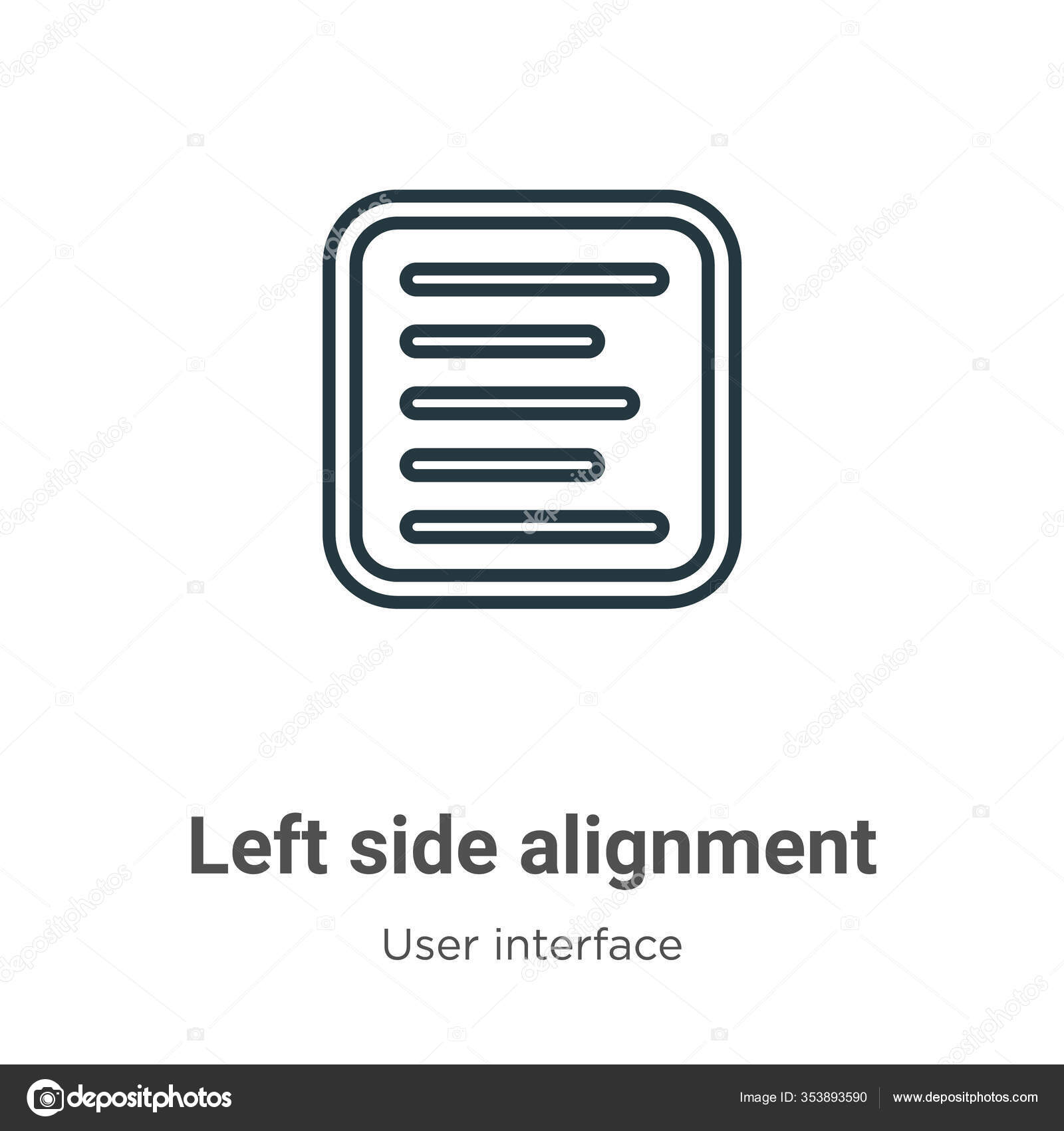Left Side Alignment Outline Vector Icon Thin Line Black Left Stock Vector by ©Digital-Bazaar ...